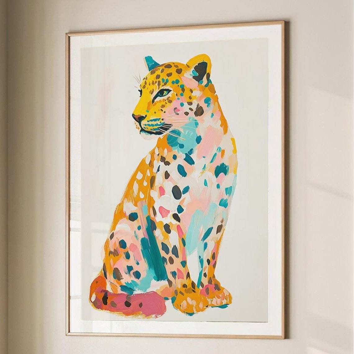 Leopard Colorful Maximalist Eclectic Animal Portrait Print Nursery ...