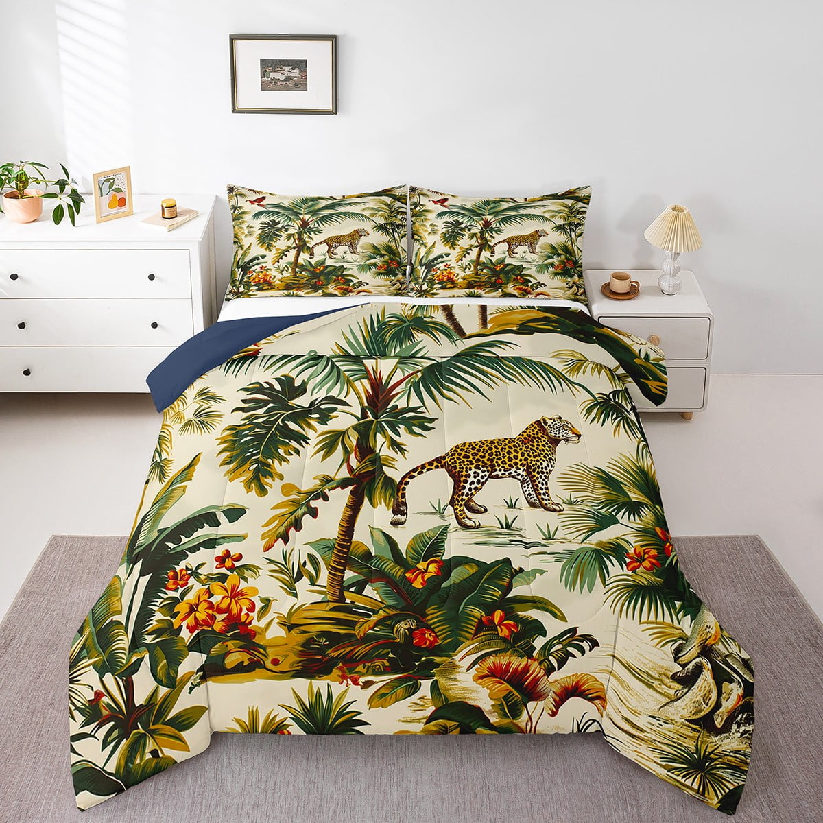 Leopard Comforter Set for Adult Women Western Farmhouse Beddig Full ...