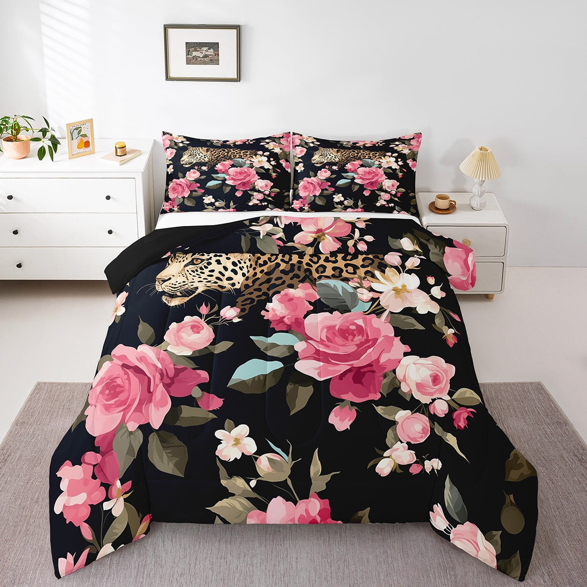 Leopard Comforter Set Queen Size,Wild Cheetah Animal Brown Leopard ...