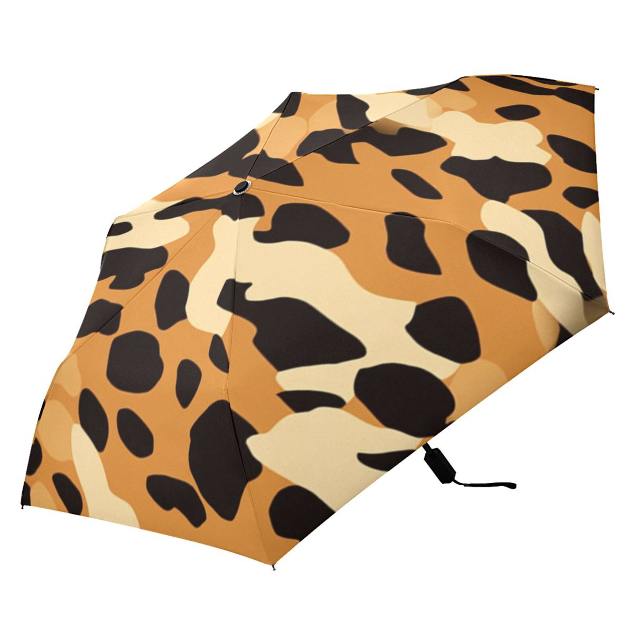 Leopard Compact Folding Umbrella for Rain Windproof Travel Umbrella UPF ...