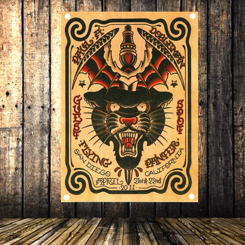 Leopard Creative Tattoo Art Posters and Prints Wall Chart Tapestry ...