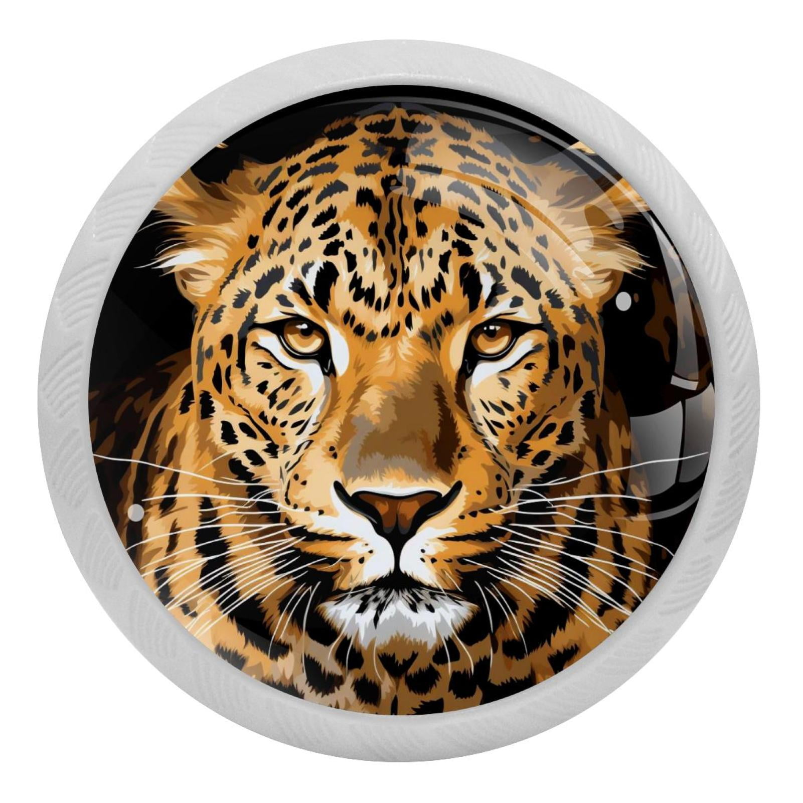 Leopard Crystal Knobs with Screws - 4-Pack Round Fluorescent Drawer ...