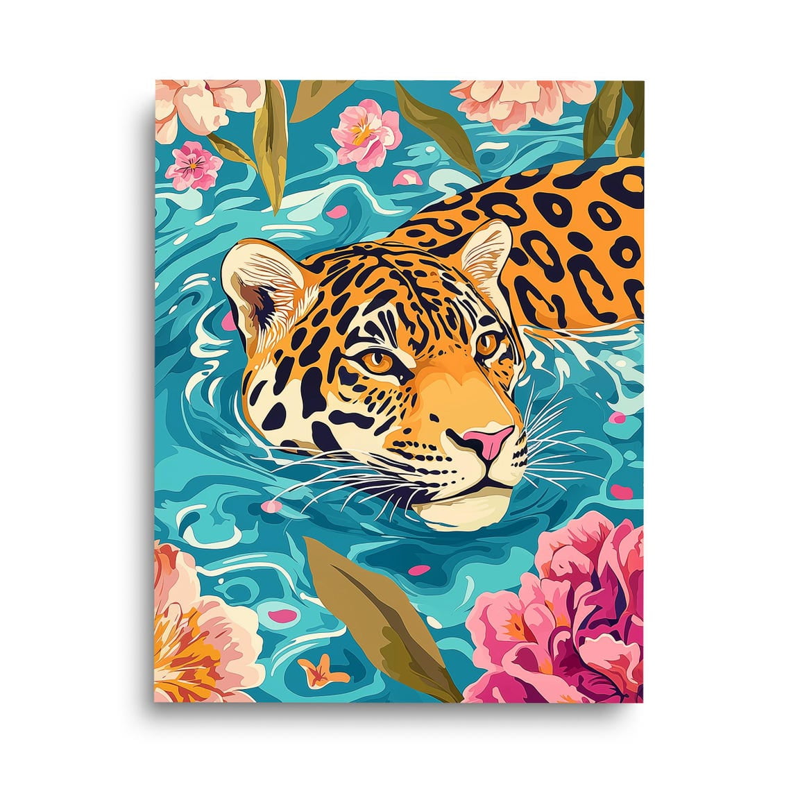 Leopard In Dancing Waters Print, Jungle Cat Wall Art, Exotic Animal ...