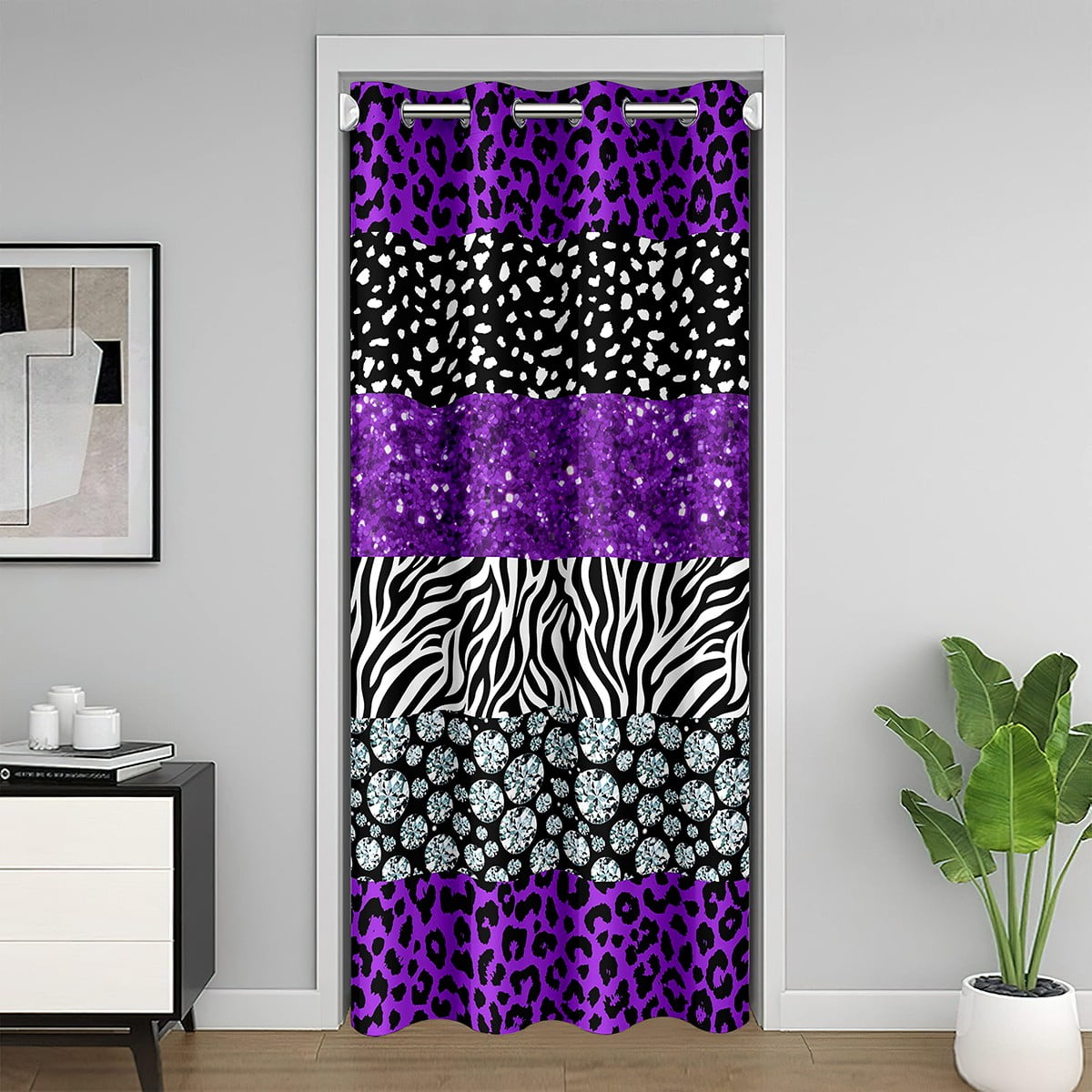 Leopard Door Curtain 52"W X 84"L,Purple Cheetah Animal Print Blackout ...