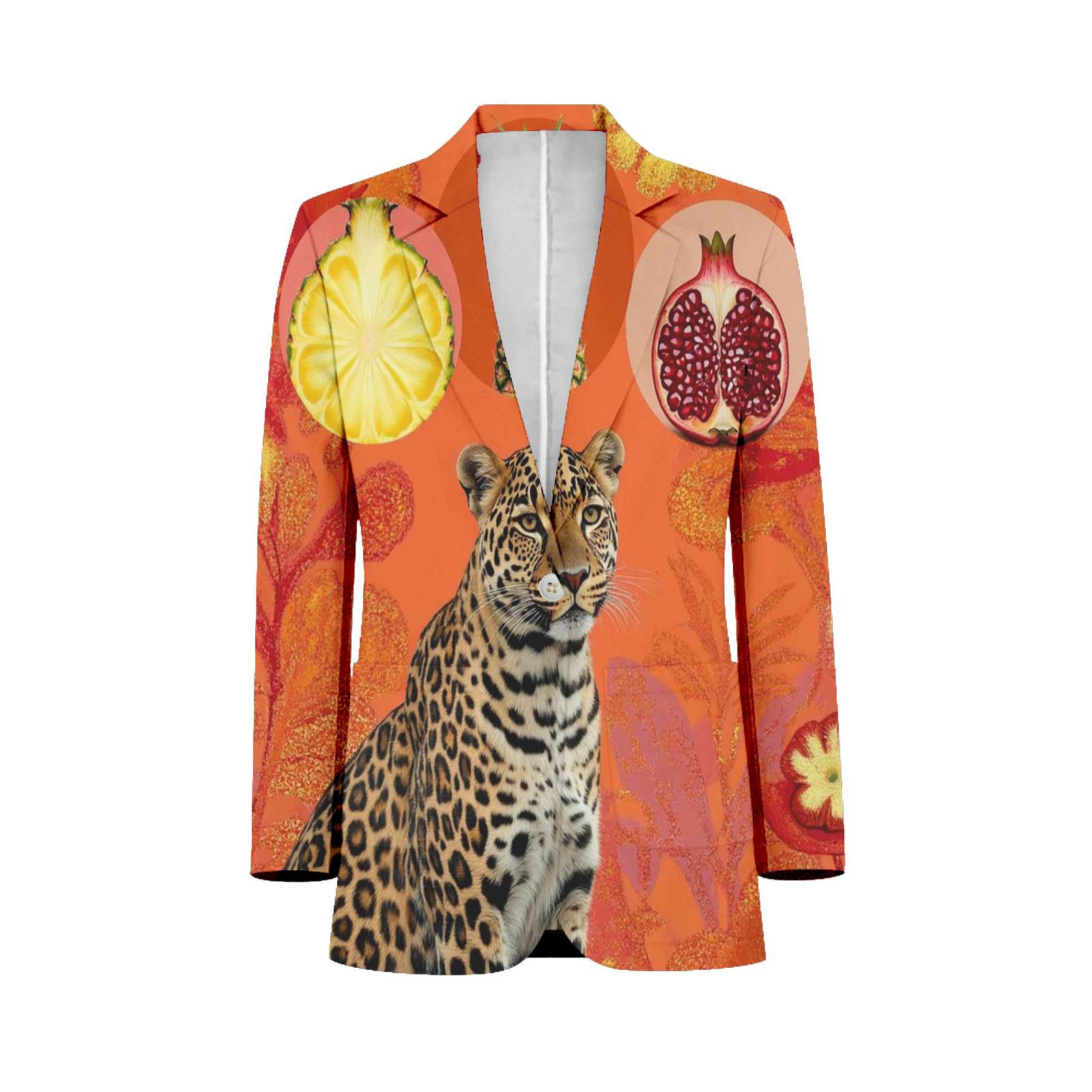 Leopard Dreams Fruits Tropical Paradise Mens Suits Shawl Collar Slim ...