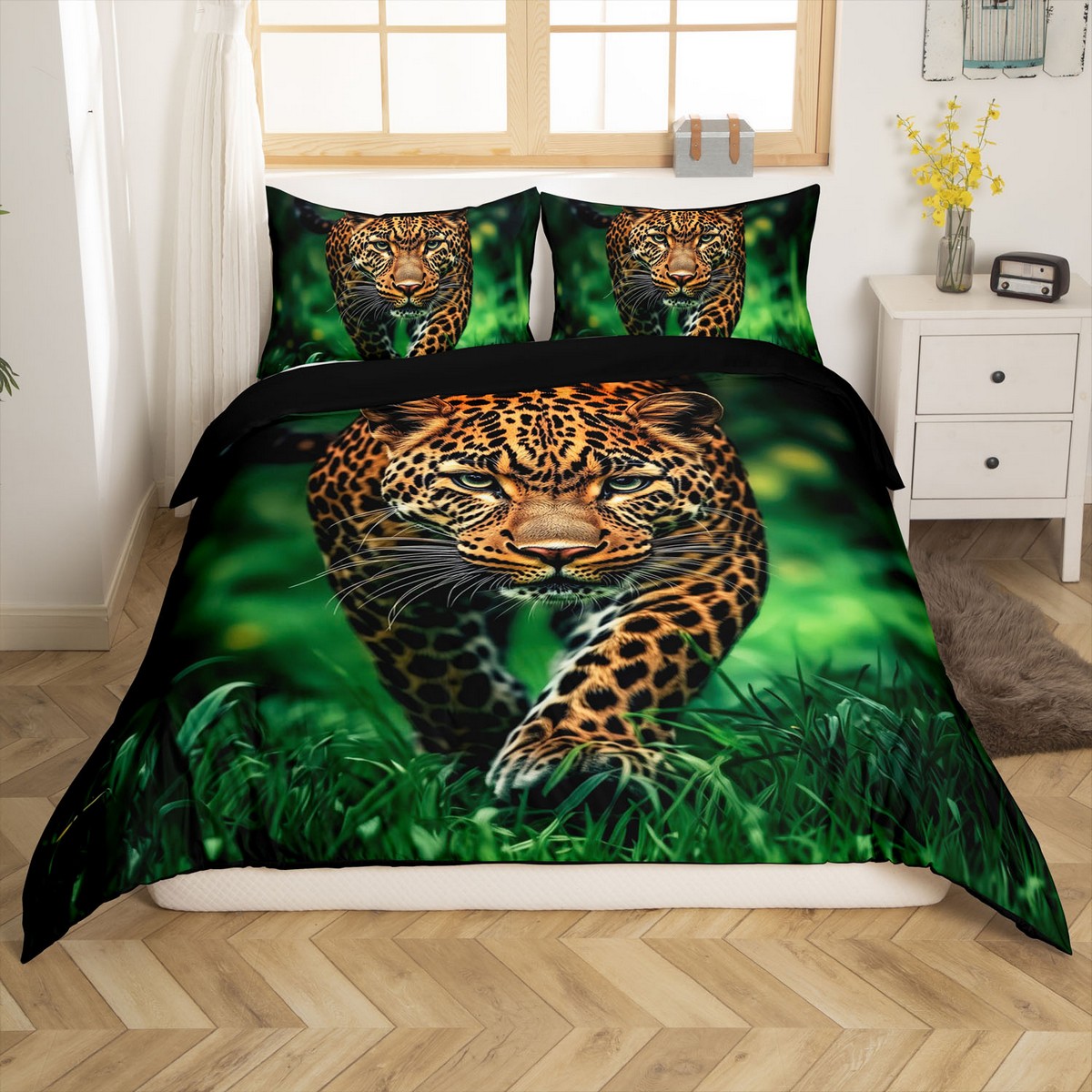 Leopard Duvet Cover Set Queen Size,Wild Animal Cheetah Brown Leopard ...