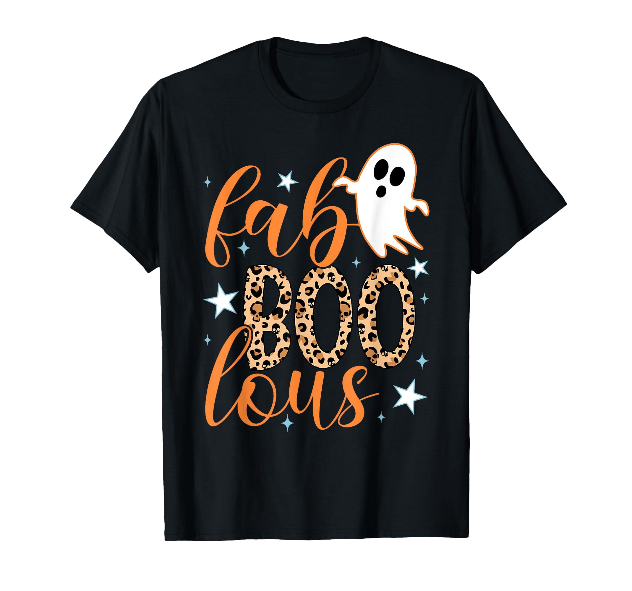 Leopard Fabulous Boo Ghost Halloween Spooky Season Women T-Shirt ...