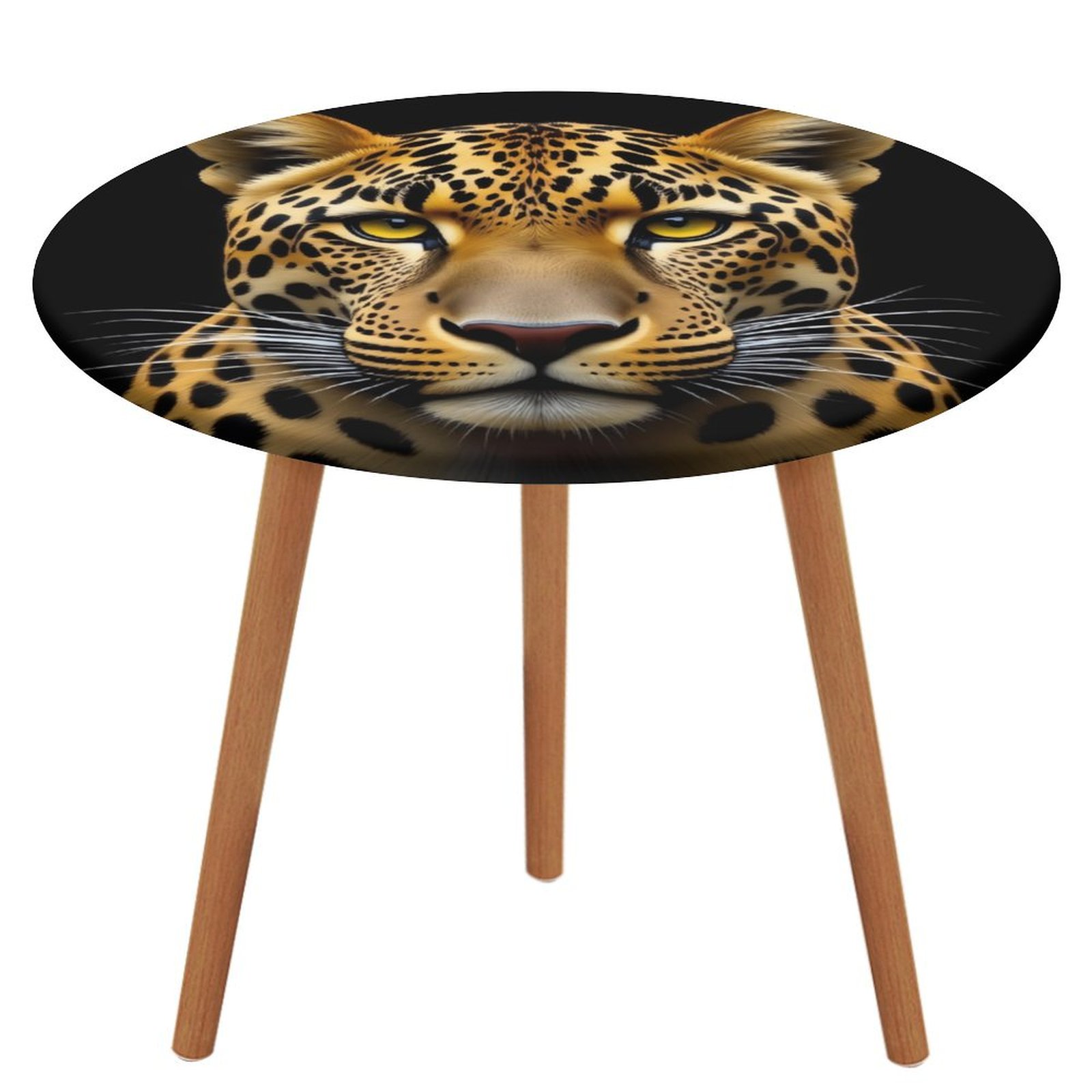 Leopard Face Close-Up Pattern Round Tablecloth Waterproof Elastic Table ...