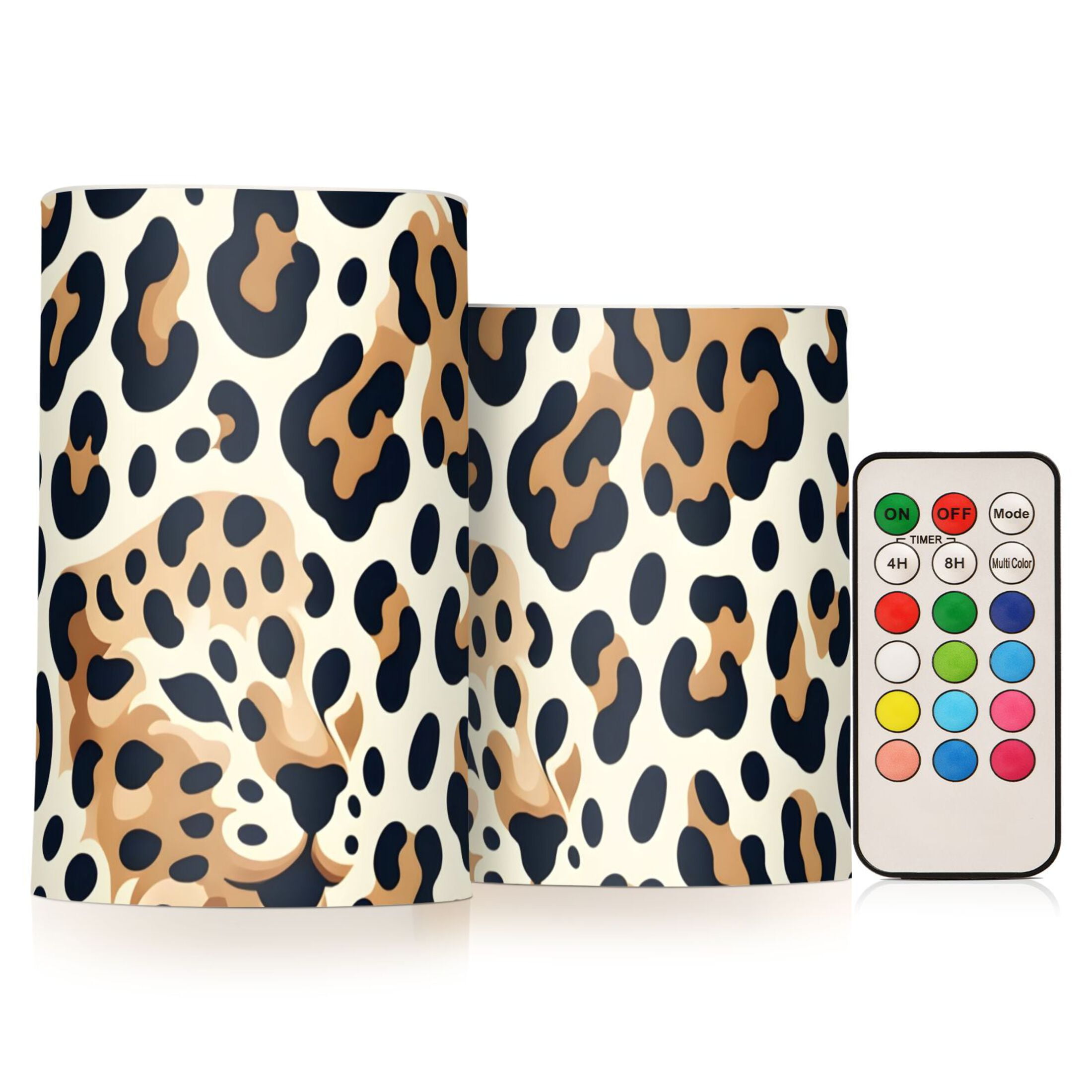 Leopard Face and Leopard Spot Flameless Candles with Remote Timer LED ...