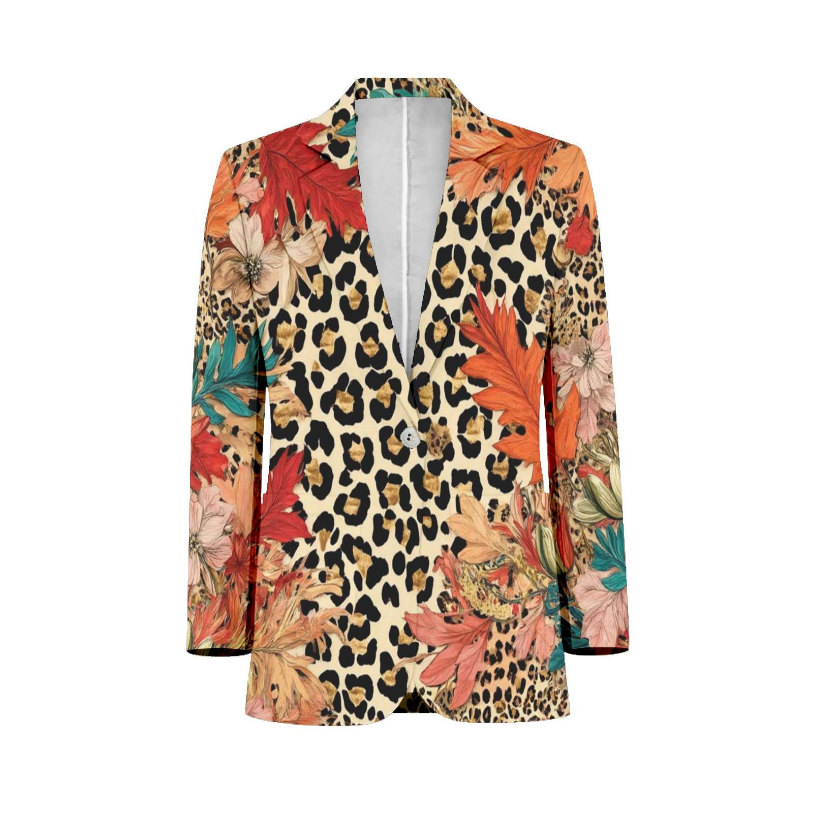 Leopard Floral Autumn Vibrant Print Customized Men's Suits full man ...