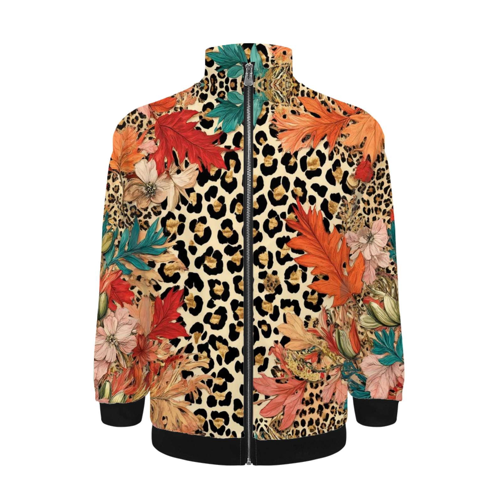 Leopard Floral Autumn Vibrant Print Jacket Men's Street Cool Long ...
