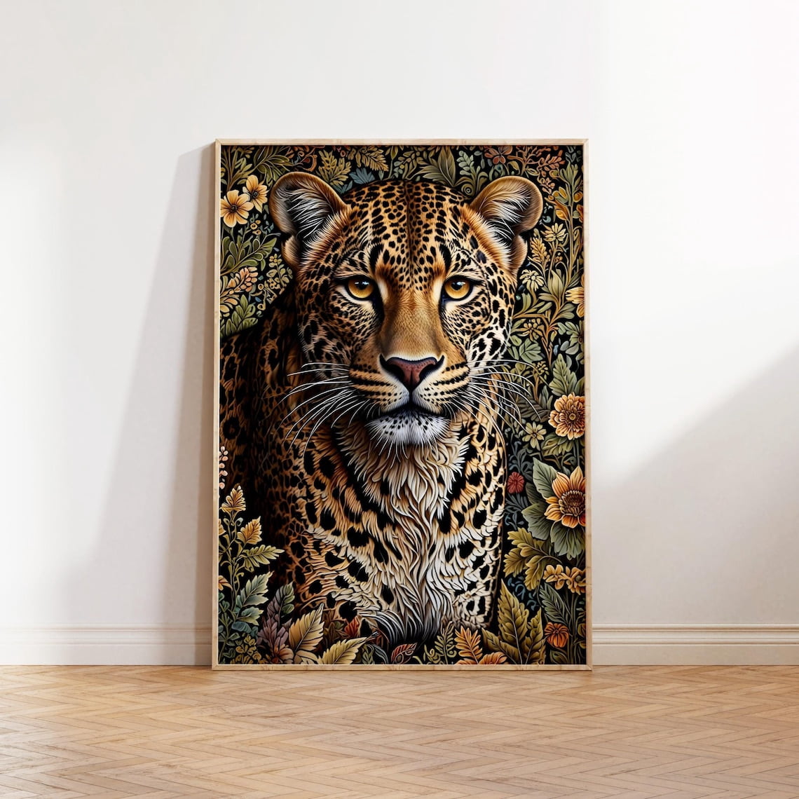 Leopard Floral Dark Academia Wall Art, Unframed Paper Print Size 16x24 ...
