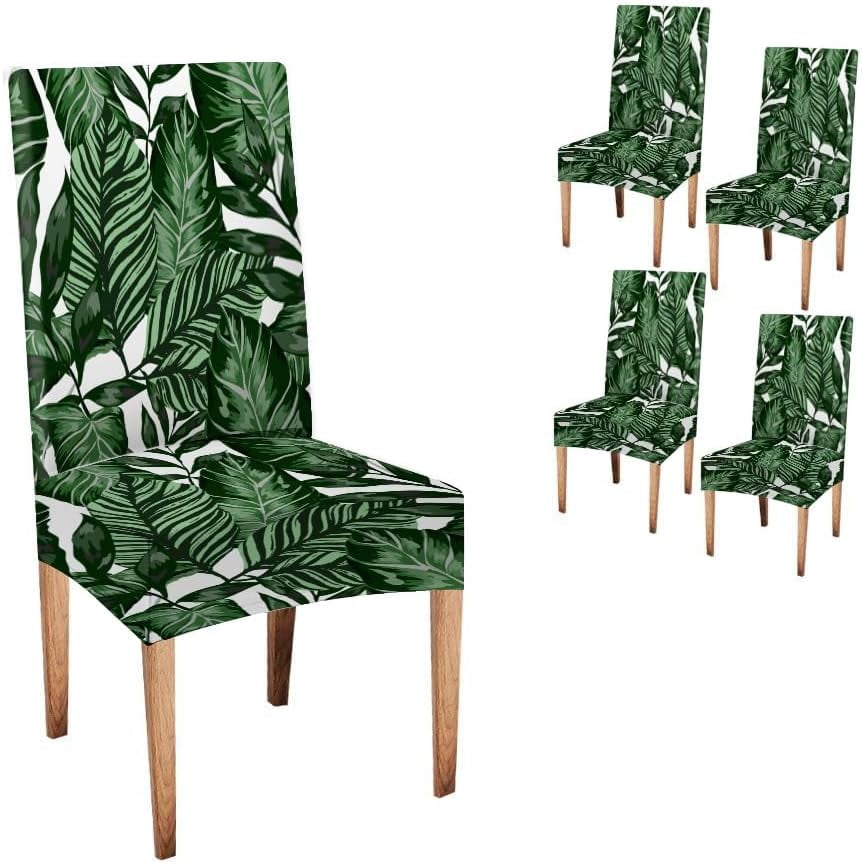 Leopard Floral Dining Chair Slipcover 4 Pack Watercolor Seamless ...