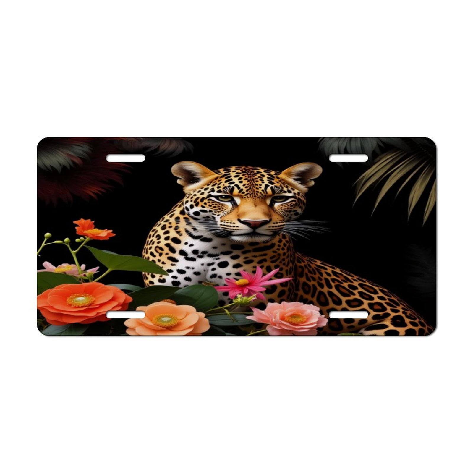 Leopard in Floral Jungle Car Decorative Front License Plate,Vanity Tag ...