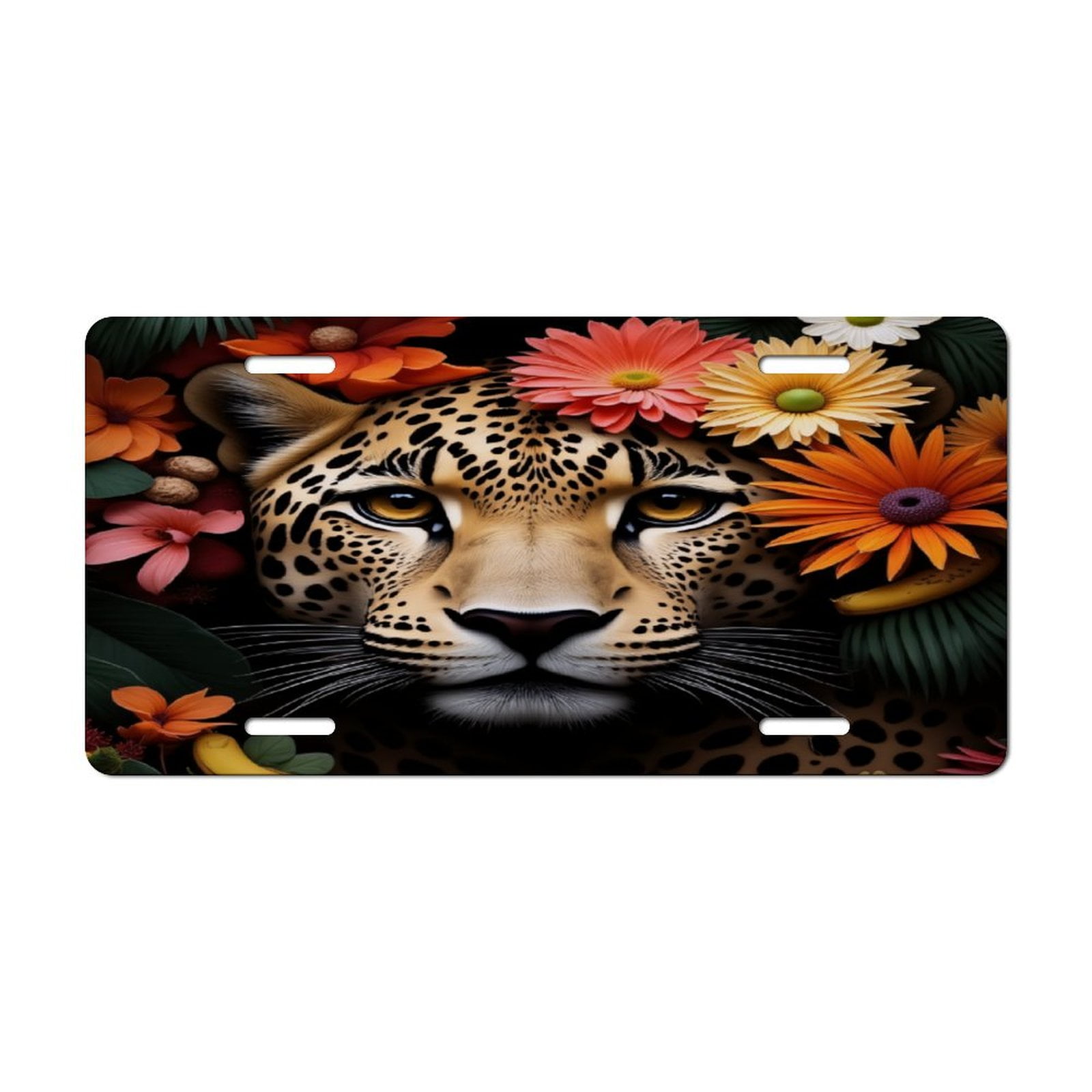 Leopard in Floral Jungle Car Decorative Front License Plate,Vanity Tag ...