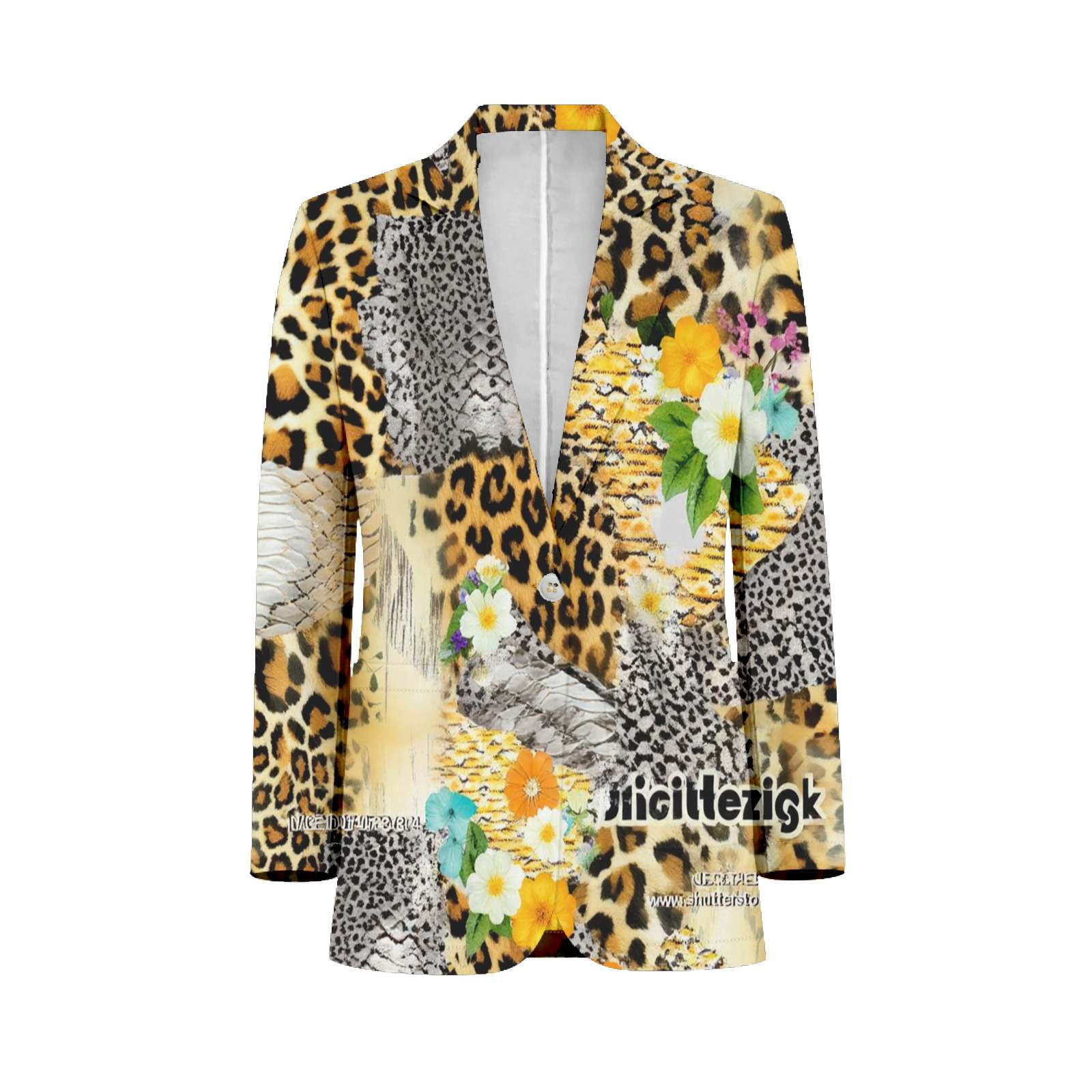 Leopard Floral Textile Collage Customized Men's Suits full man Shawl ...