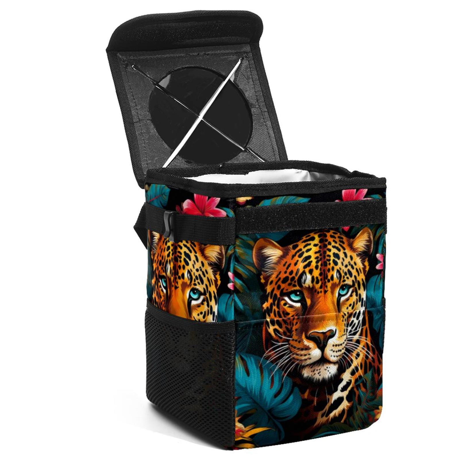 Leopard Foldable Car Garbage Can with Lid and Leak-Proof, Hanging ...