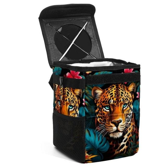 Leopard Foldable Car Garbage Can with Lid and Leak-Proof, Hanging ...