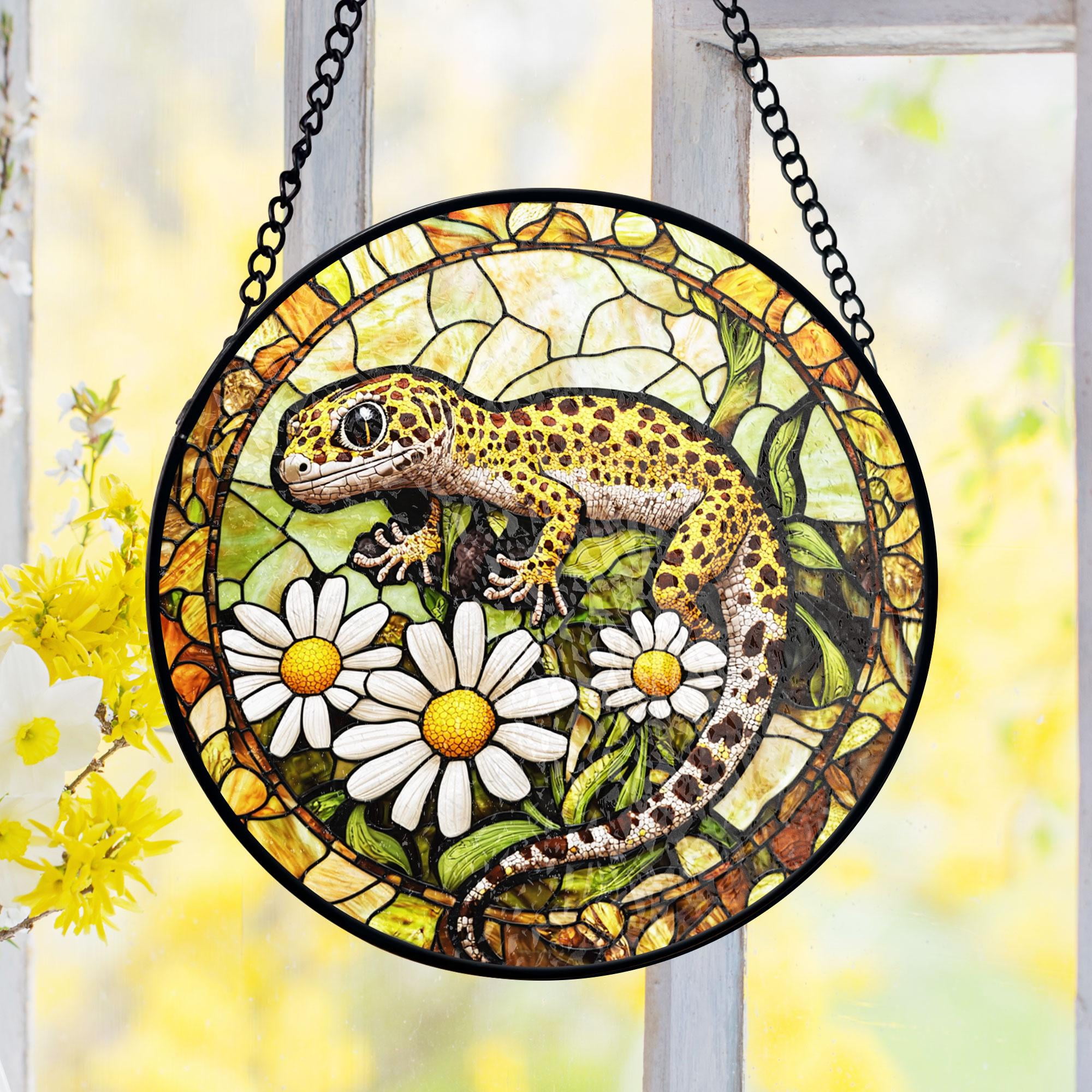 Leopard Gecko Suncatcher Stained Glass Reptile Lover Pet Lizard Window ...
