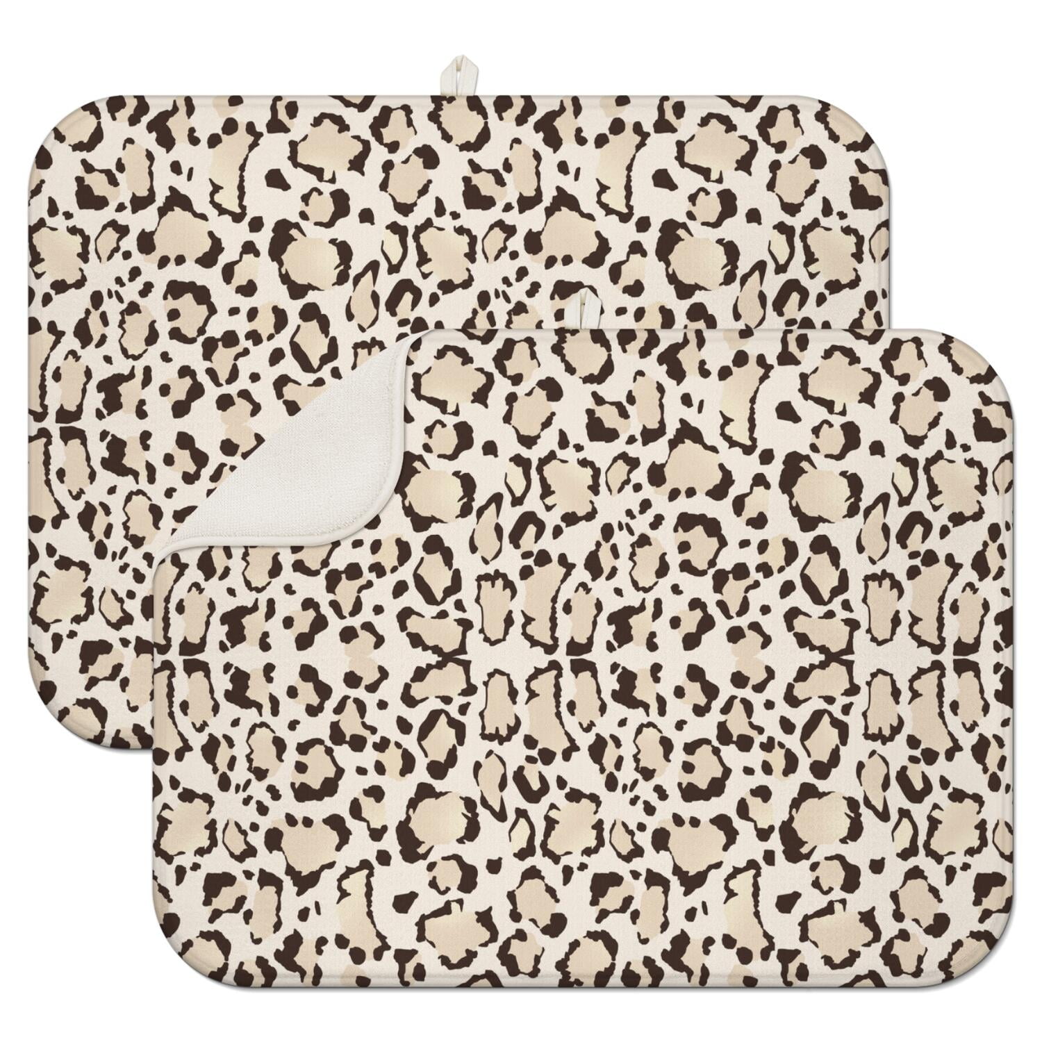 Leopard Glitter Dish Mat – Chic and Sparkling Animal Pattern for ...