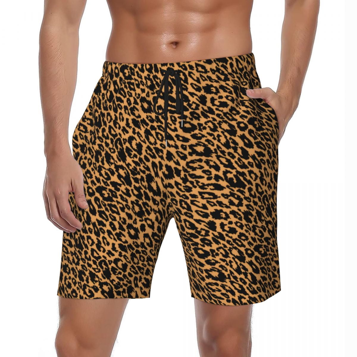 Leopard Gym Shorts Summer Animalier Print Beach Short Pants Male Quick ...