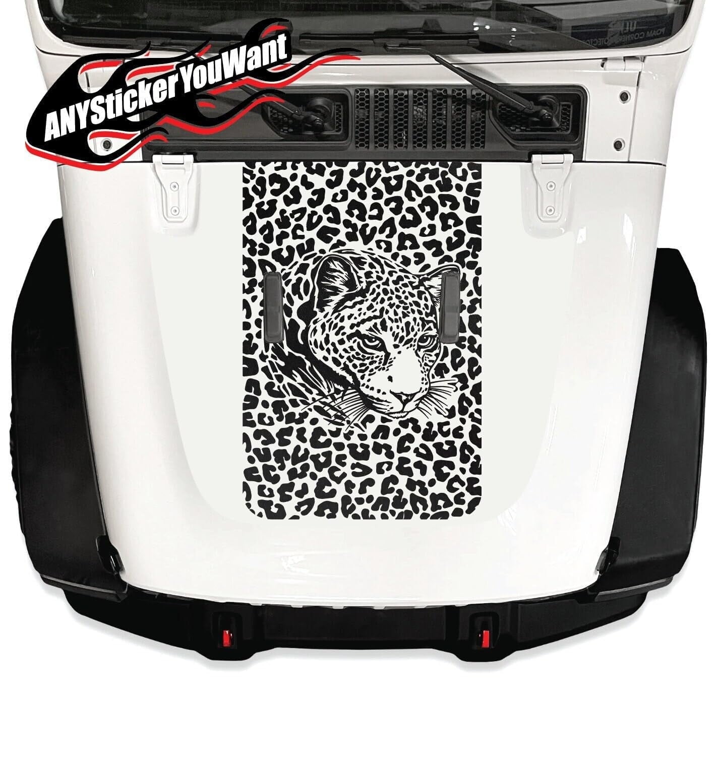 Leopard Head & Print Vinyl Decal Hood Sticker Compatible with and Fits ...