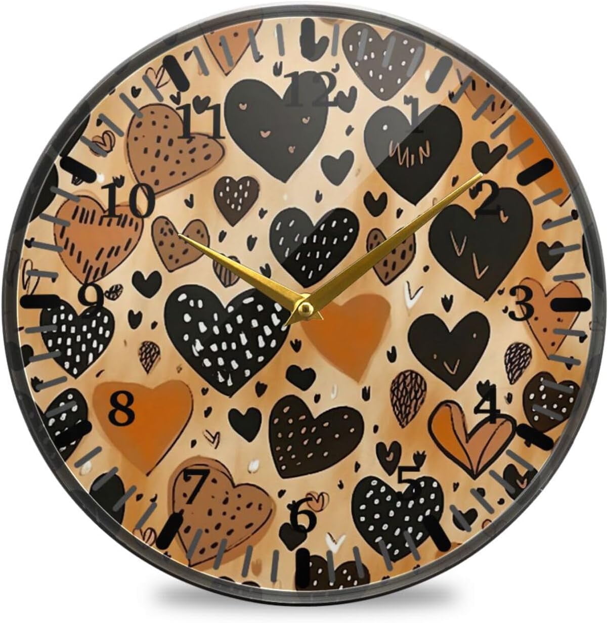 Leopard Heart Wall Clock Silent Non-Ticking Round 12 Inch Quartz ...