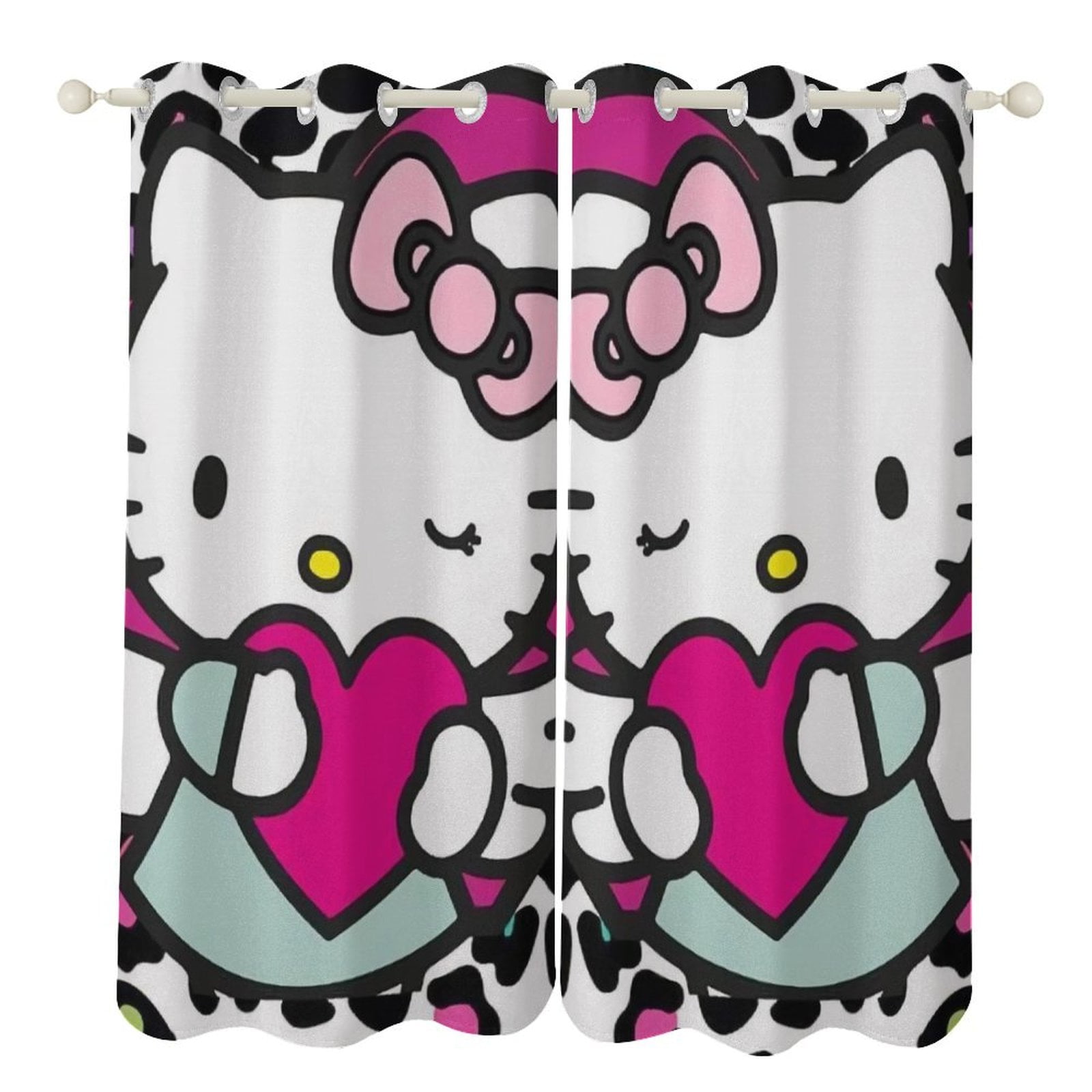 Leopard Hello Kitty Kids Curtains 52 X 84 Inch,Cartoon Blackout ...