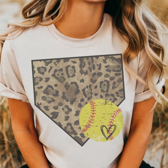 Leopard Home Plate Softball TShirt Distressed Game Day Tee - Walmart.com