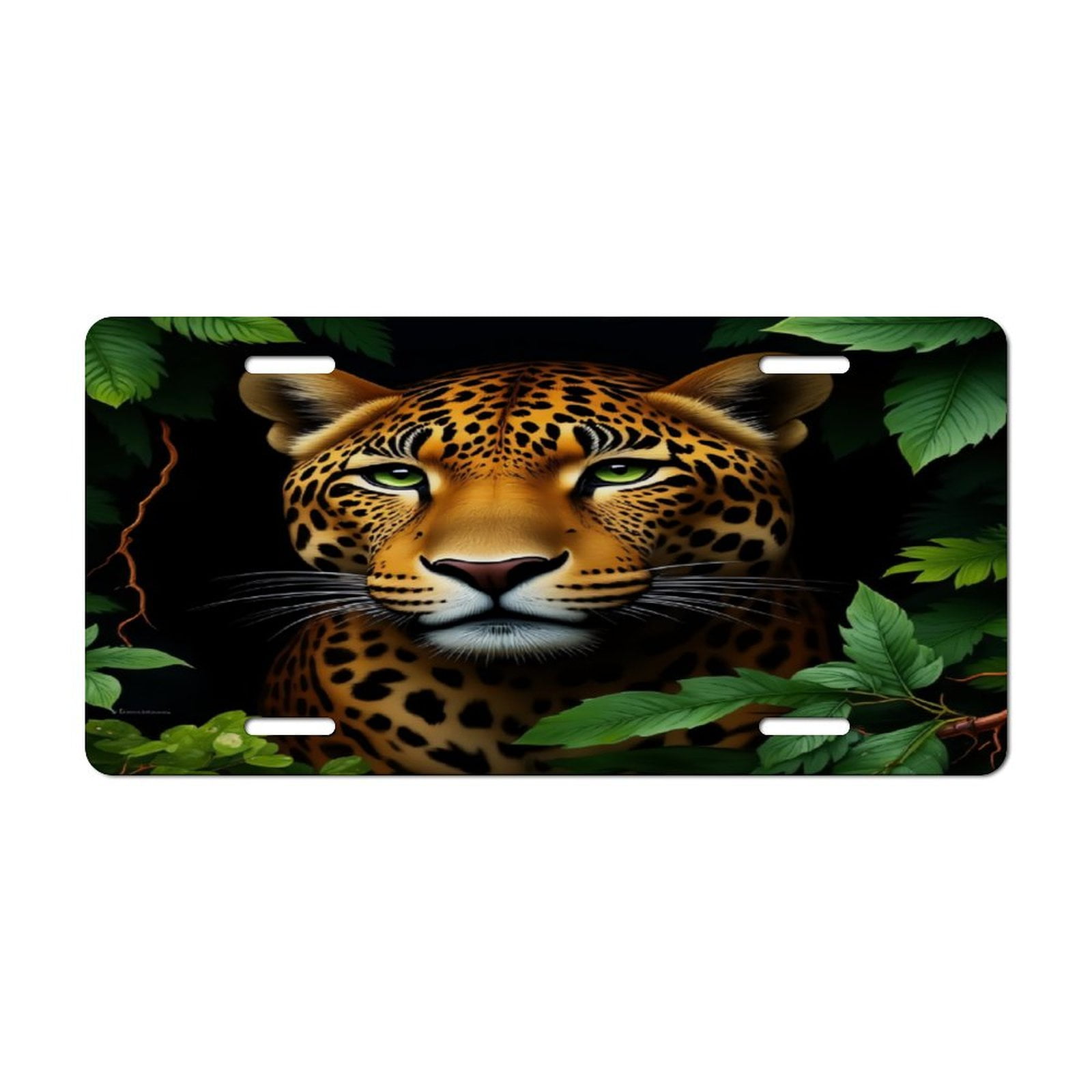 Leopard in Jungle Leaves Car Decorative Front License Plate,Vanity Tag ...