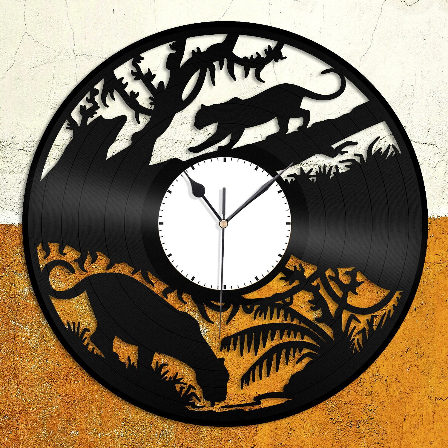 Leopard Jungle Vinyl Wall Clock Unique Gift for Animal Lovers Room ...