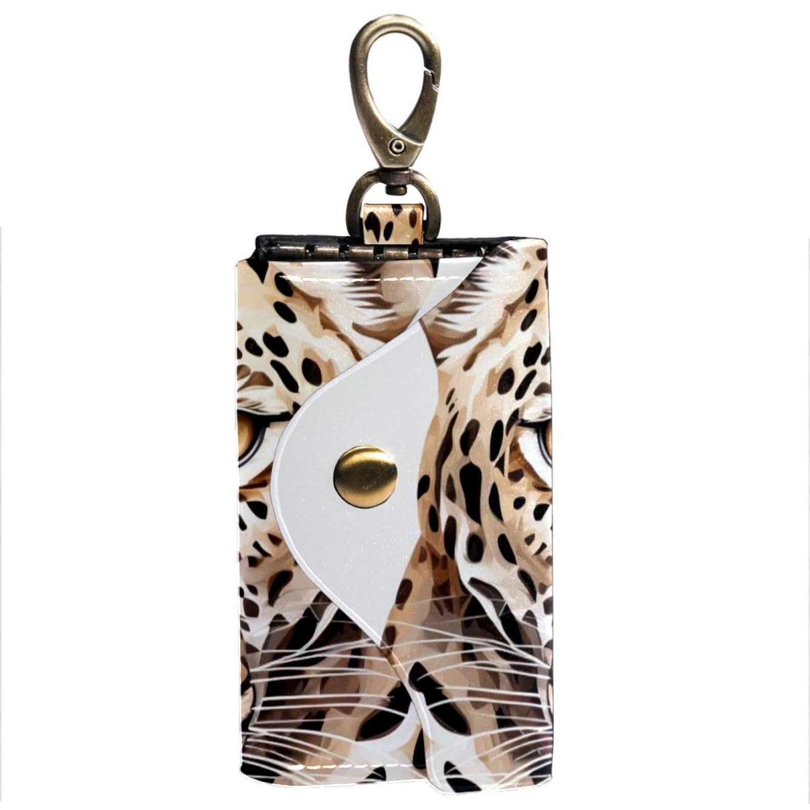 Leopard Key Organizer and Wallet with 6 Hooks and Side Pockets - Unisex ...