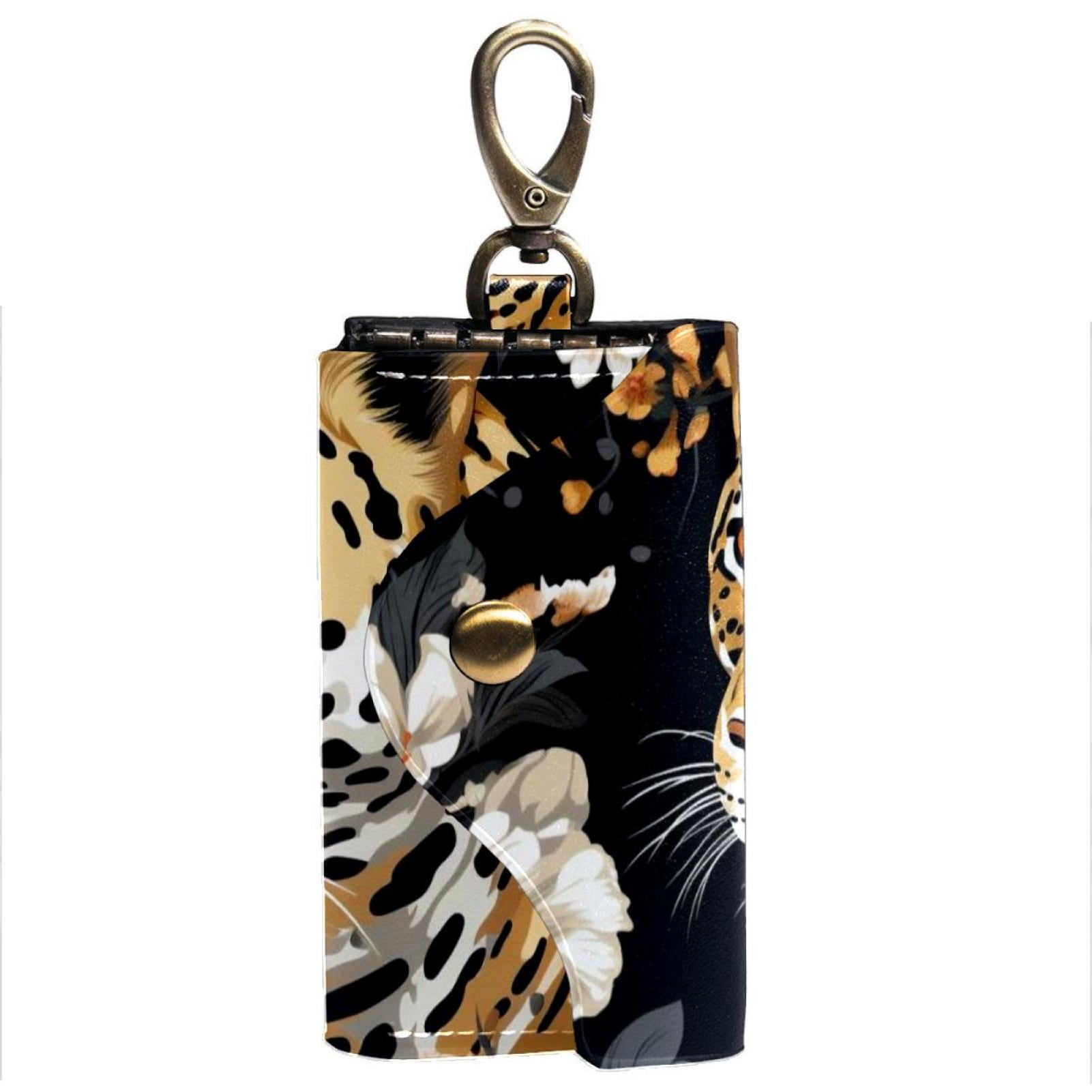 Leopard Key Organizer and Wallet with 6 Hooks and Side Pockets - Unisex ...
