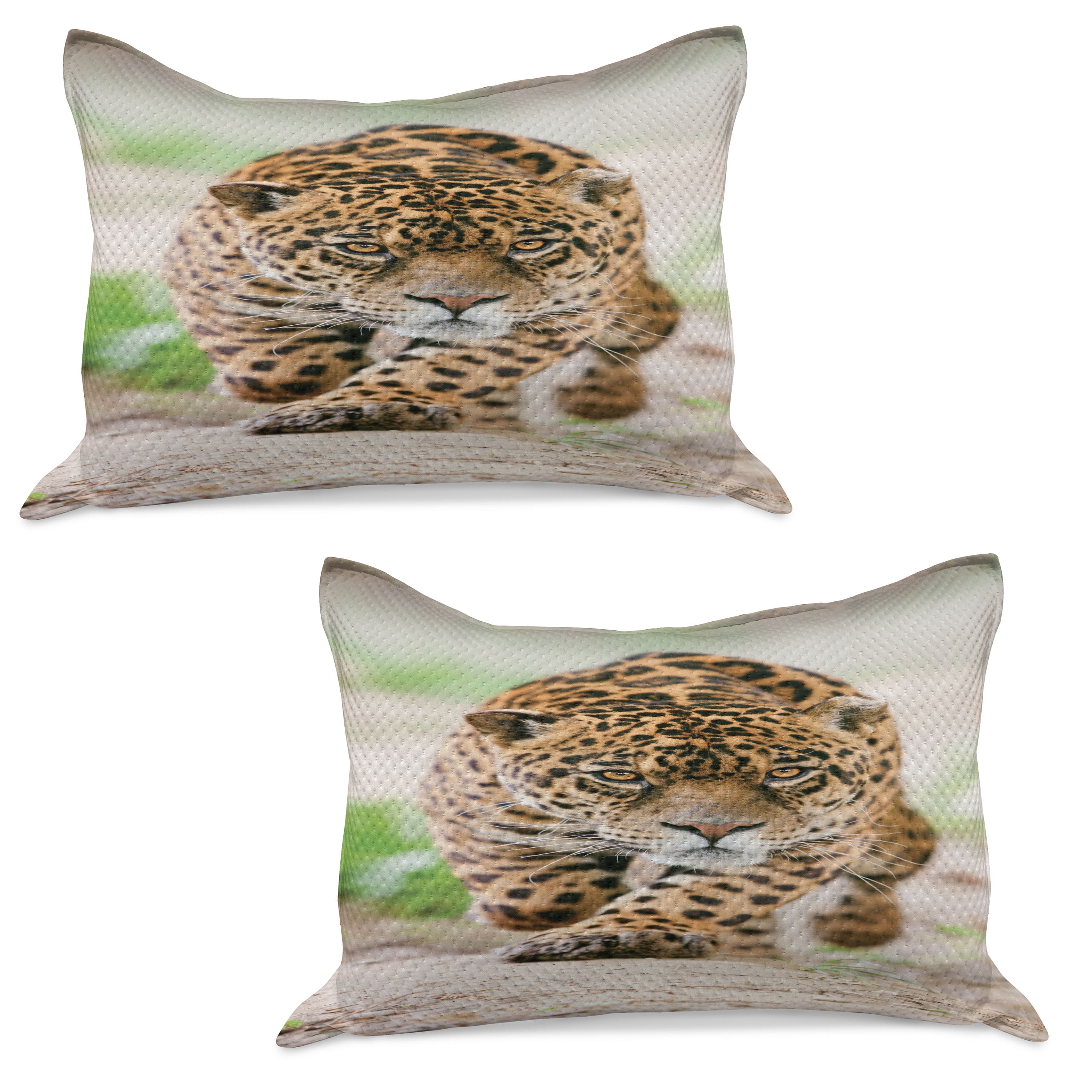 Leopard Knitted Quilt Pillowcover Set of 2, Jungle Fauna Predator Cat ...