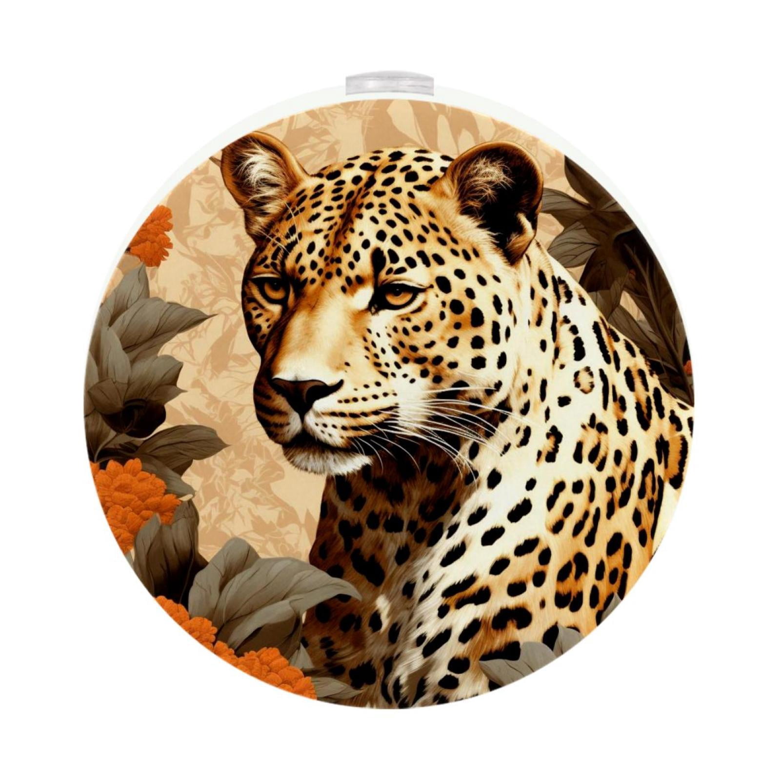 Leopard LED Round Night Light-2PCS, Plug-in Mini Wall Socket Soft White ...