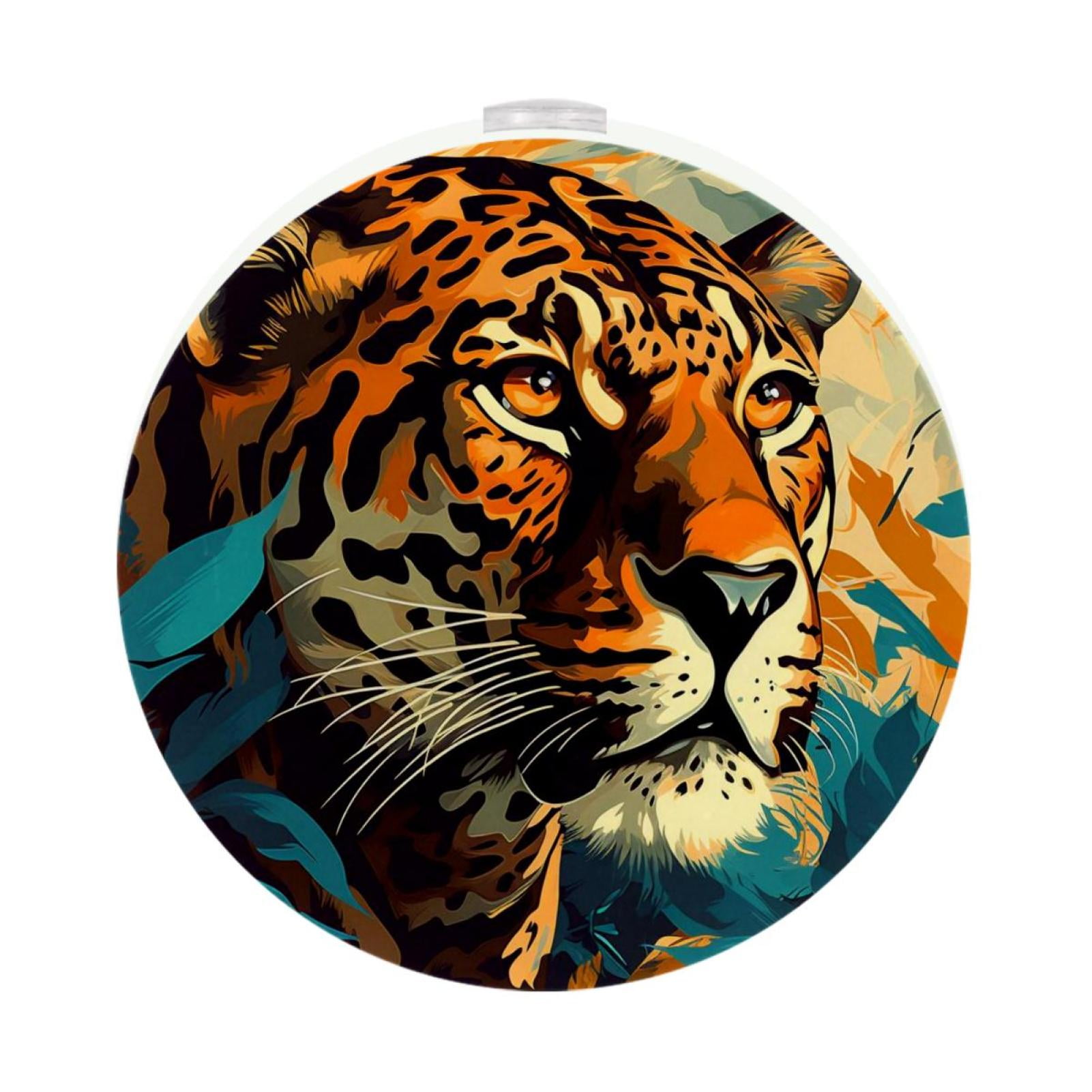 Leopard LED Round Night Light-2PCS, Plug-in Mini Wall Socket Soft White ...