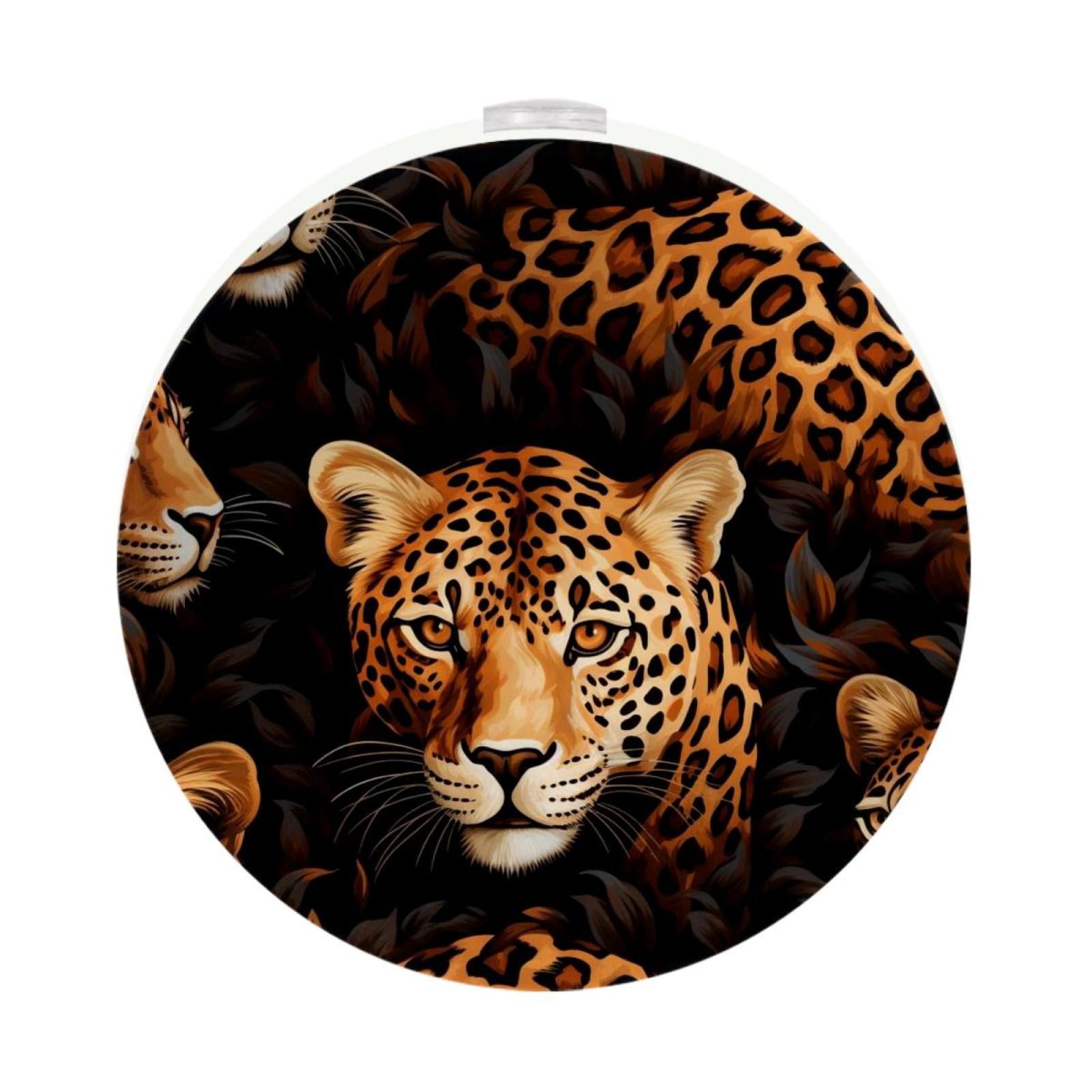 Leopard LED Round Night Light- Set of 2, Portable Rechargeable Mini ...