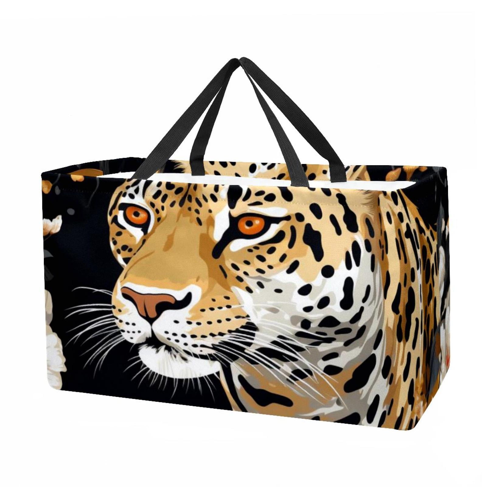 Leopard Large Capacity Collapsible Cube Organizer Tote Bag Storage Box ...