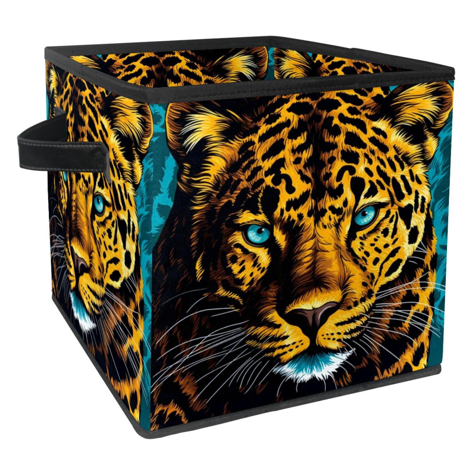 Leopard Large Capacity Foldable Cube Organizer with Handle, 10.8"x10.5 ...