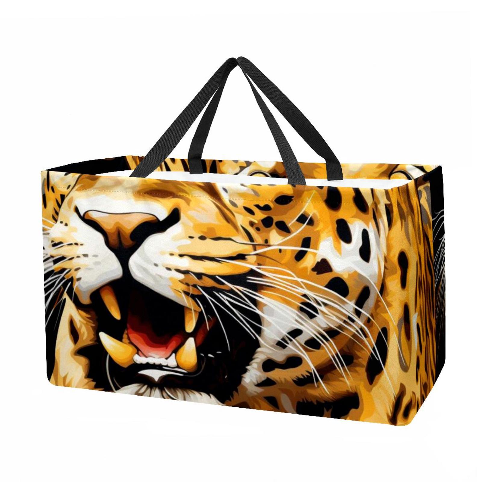 Leopard Large Capacity Foldable Oxford Cloth Picnic Basket - Reusable ...