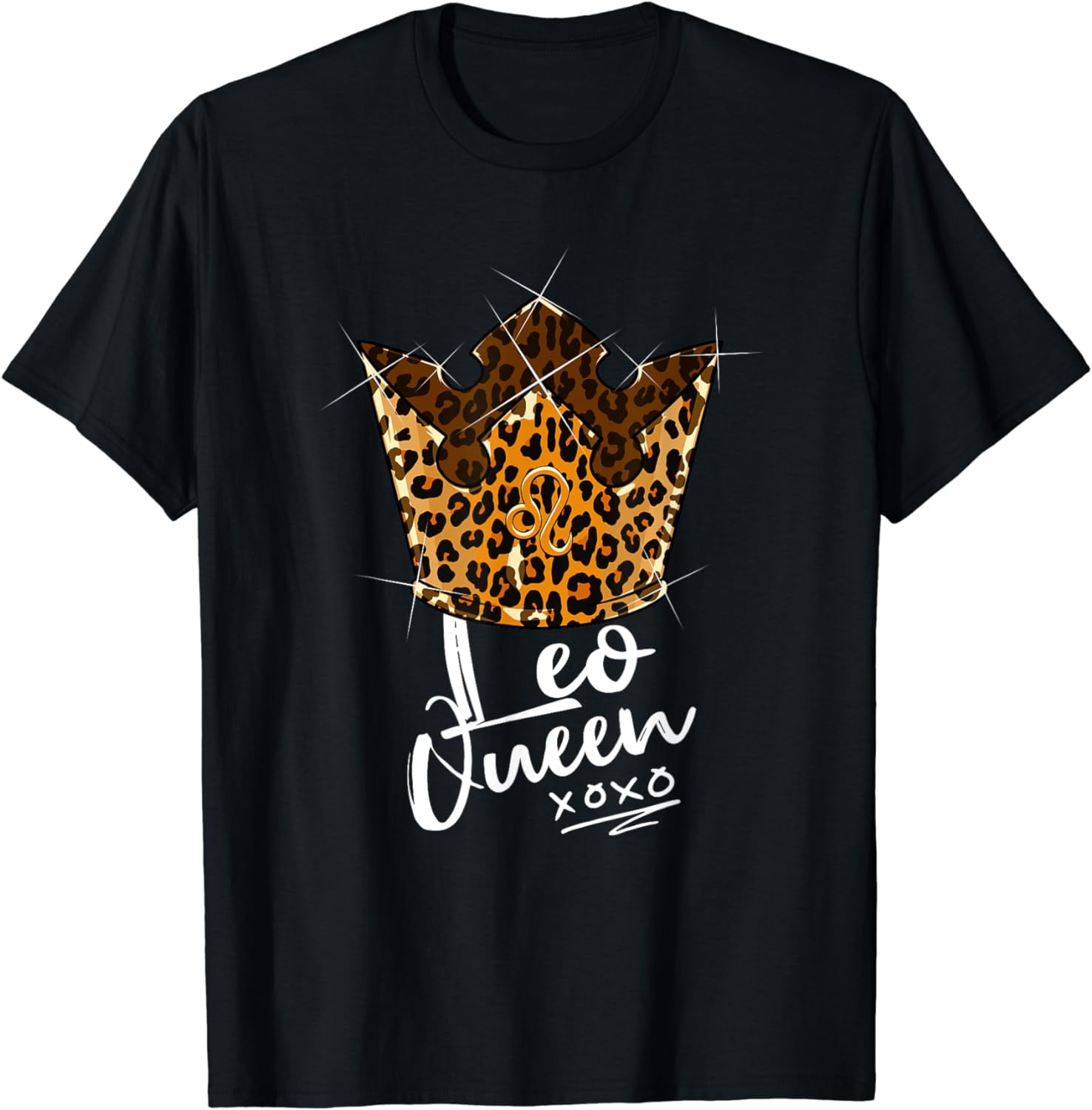 Leopard Leo Queen Zodiac Sign With Leopard Pattern Crown T-Shirt ...