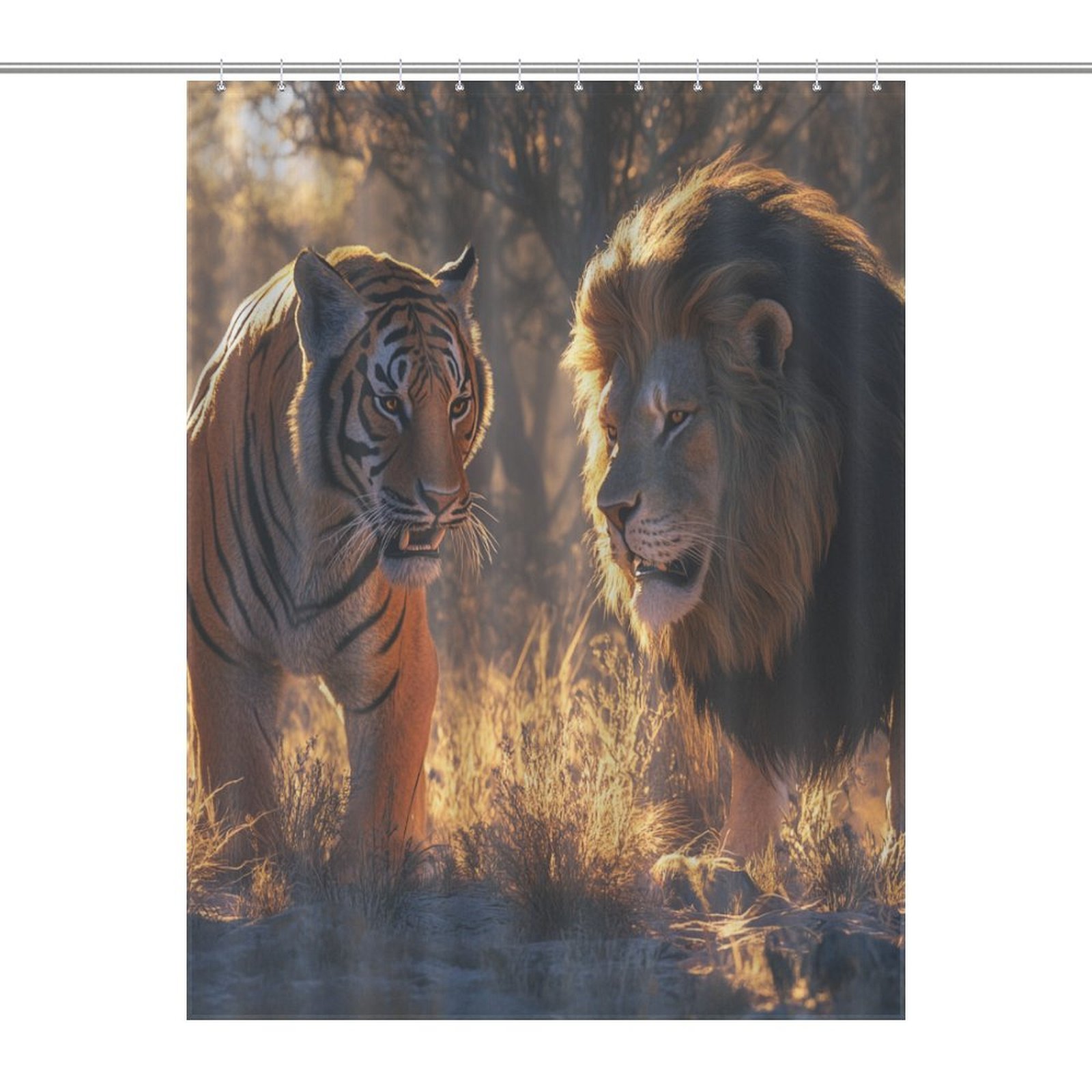 Leopard Lion Rose Cloth Fabric Bathroom Decor Set with Hooks - Walmart.com