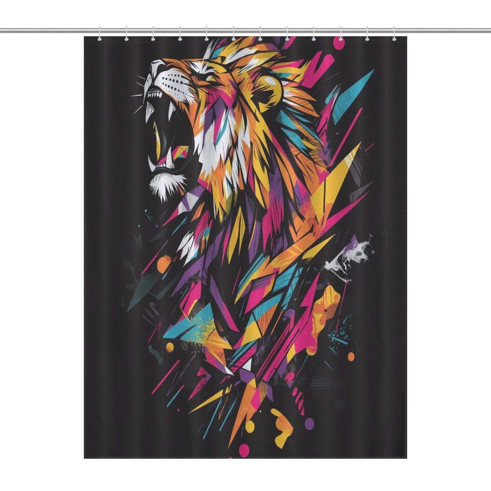 Leopard Lion Rose Cloth Fabric Bathroom Decor Set with Hooks - Walmart.com