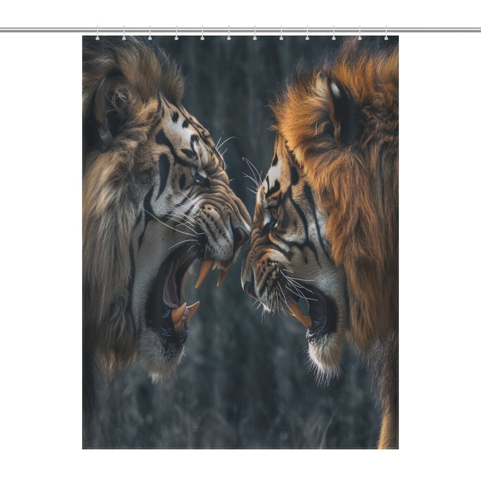 Leopard Lion Rose Cloth Fabric Bathroom Decor Set with Hooks - Walmart.com