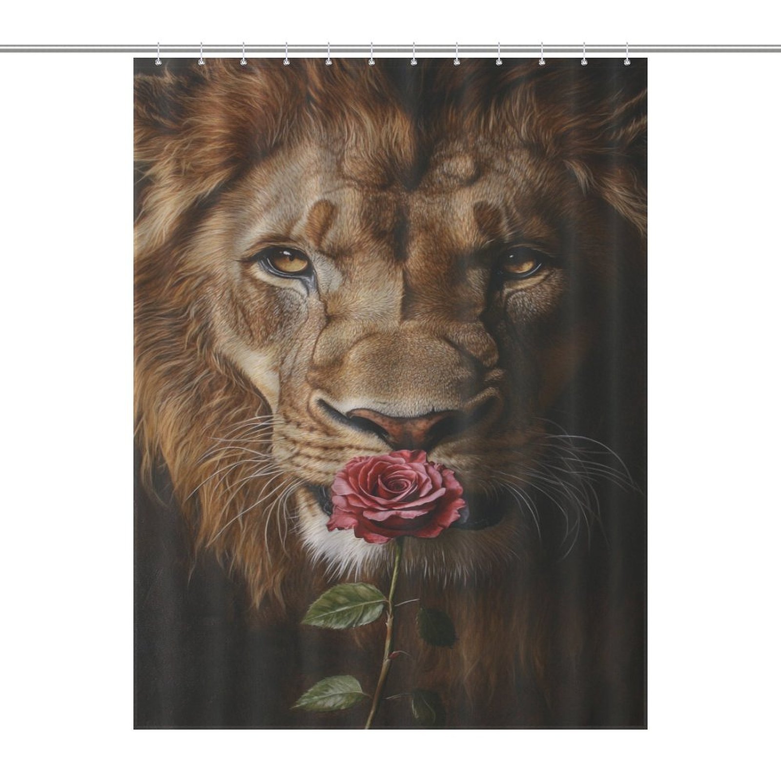 Leopard Lion Rose Cloth Fabric Bathroom Decor Set with Hooks - Walmart.com