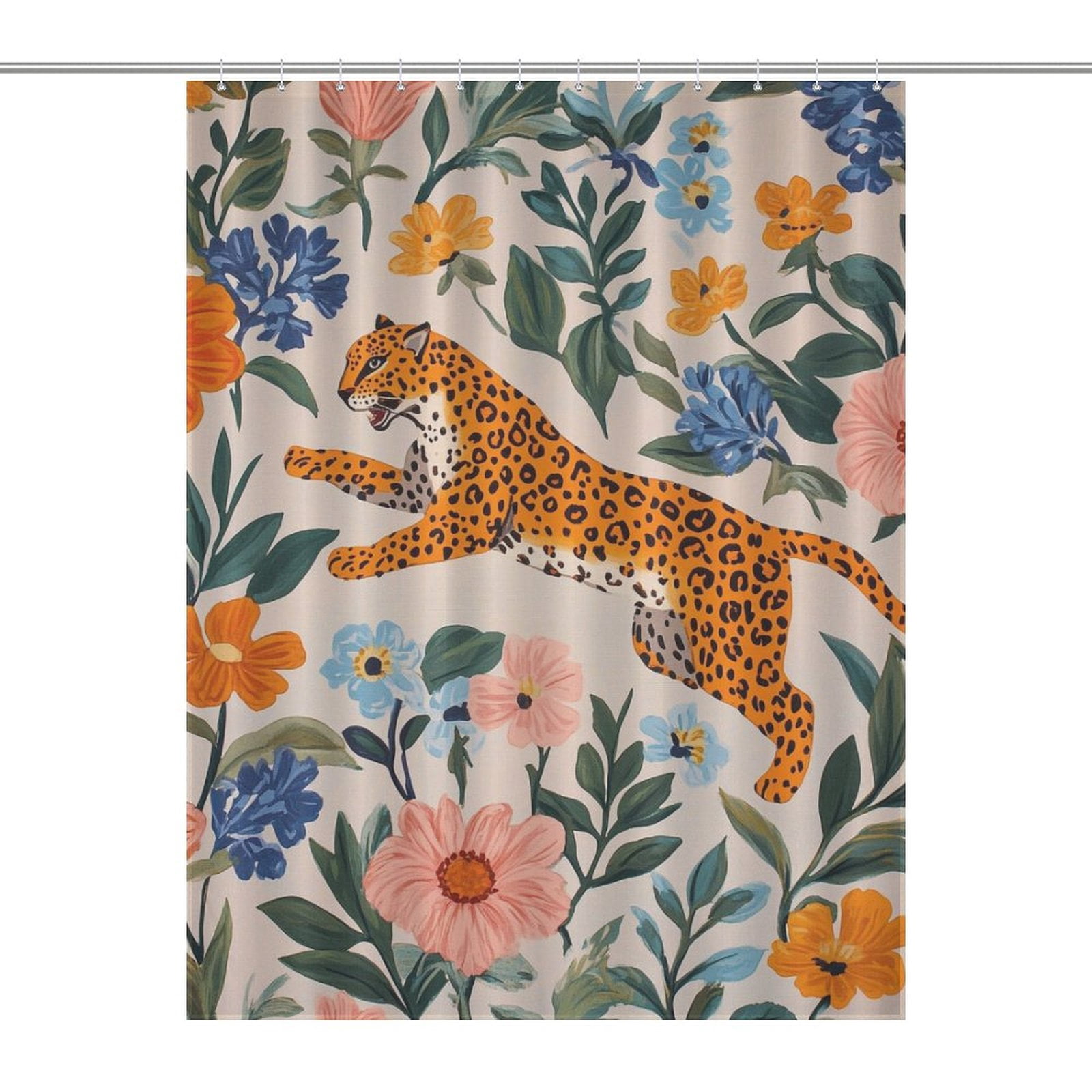 Leopard Lion Rose Cloth Fabric Bathroom Decor Set with Hooks - Walmart.com