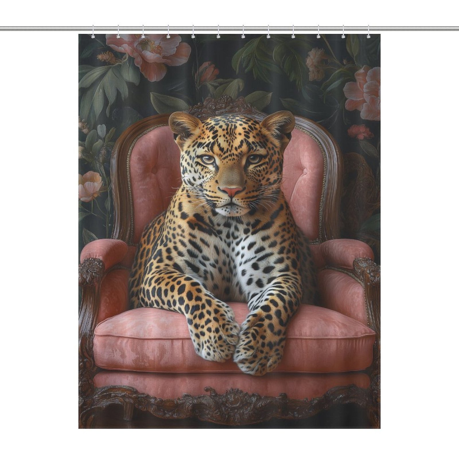 Leopard Lion Rose Cloth Fabric Bathroom Decor Set with Hooks - Walmart.com