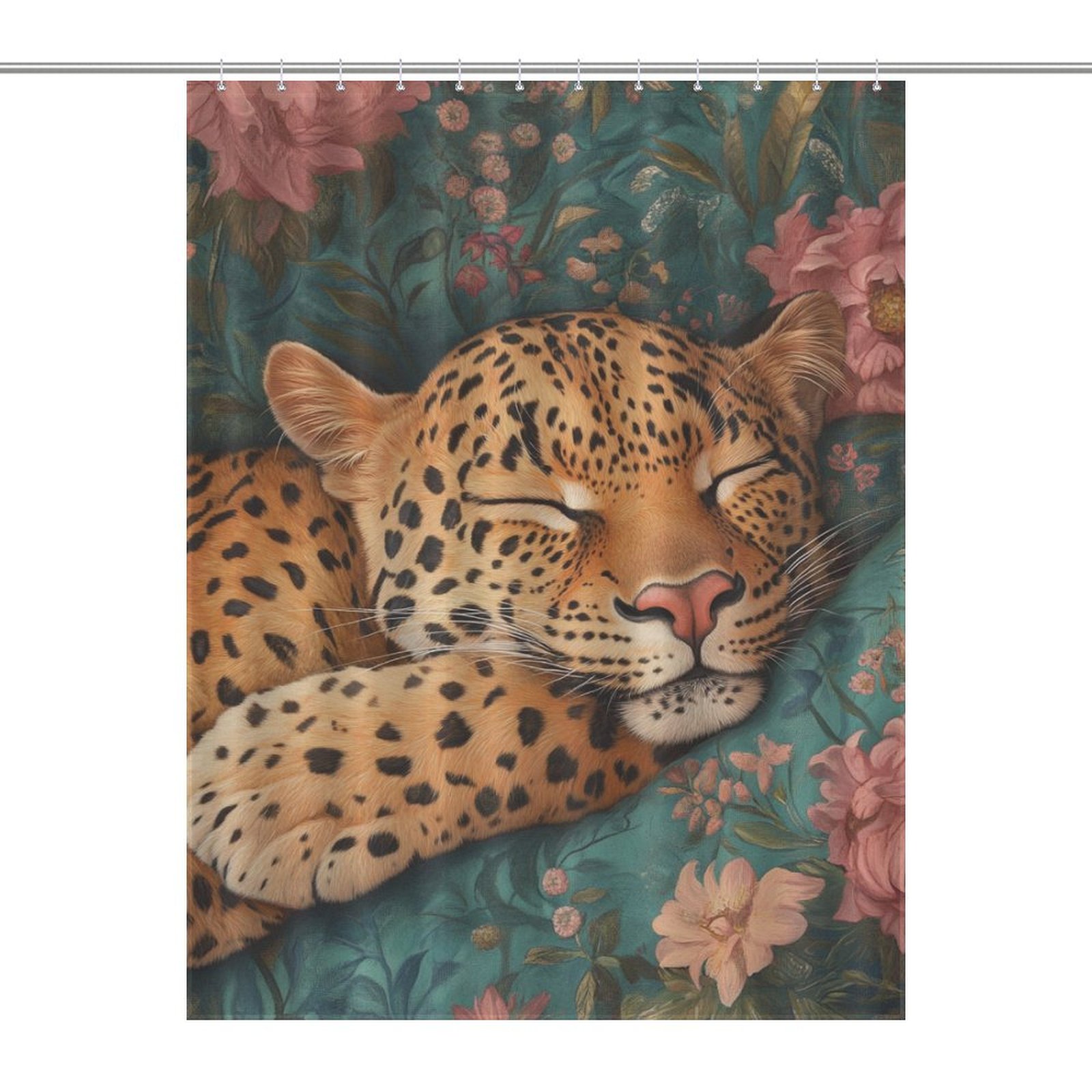 Leopard Lion Rose Cloth Fabric Bathroom Decor Set with Hooks - Walmart.com