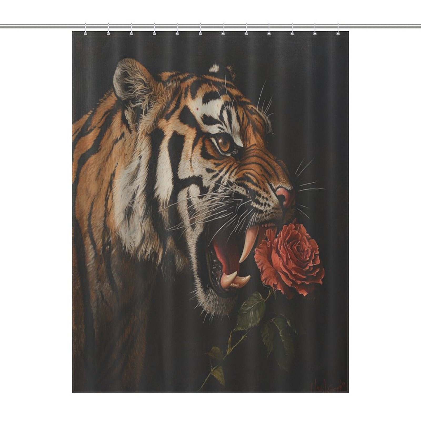 Leopard Lion Rose Cloth Fabric Bathroom Decor Set with Hooks - Walmart.com