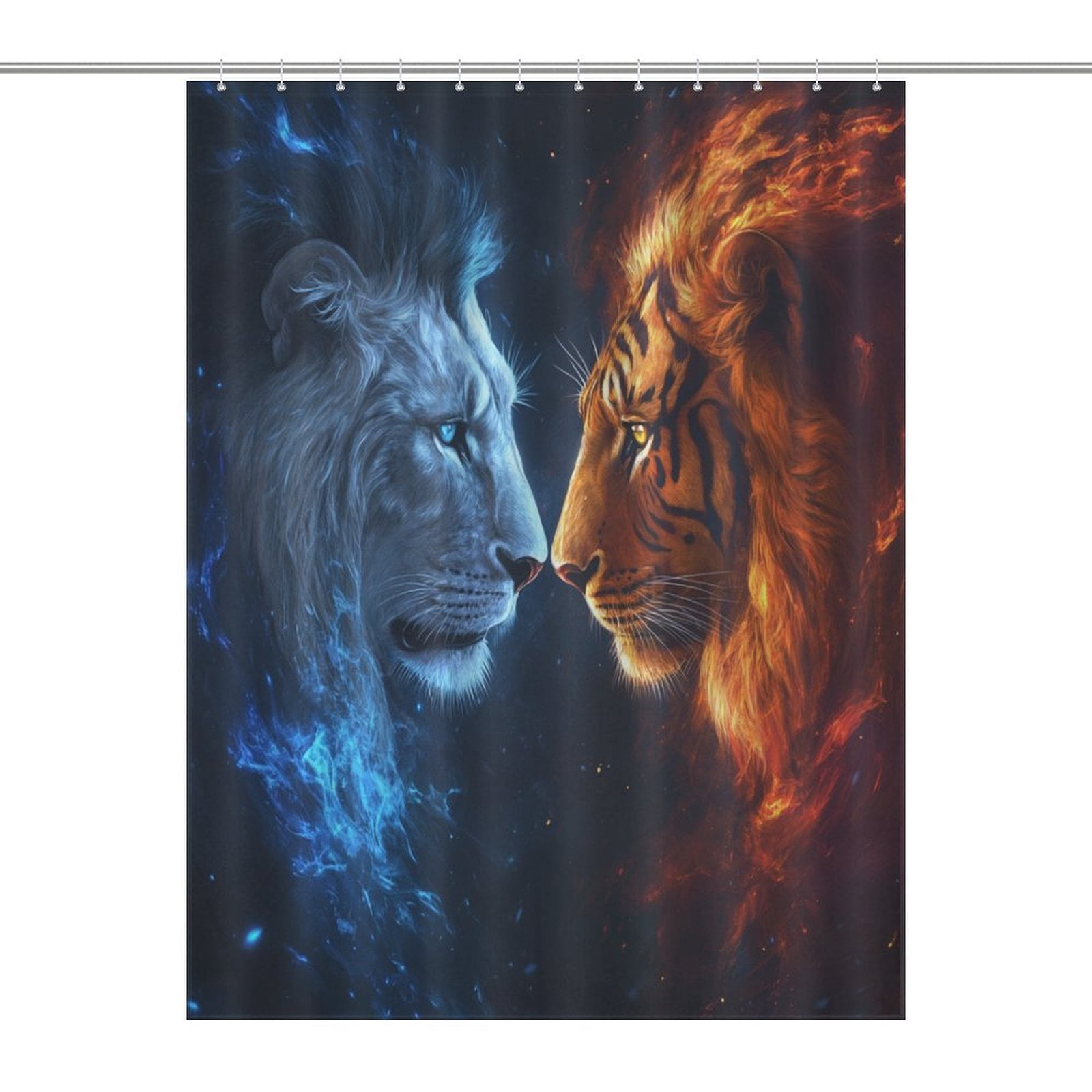Leopard Lion Rose Cloth Fabric Bathroom Decor Set with Hooks - Walmart.com